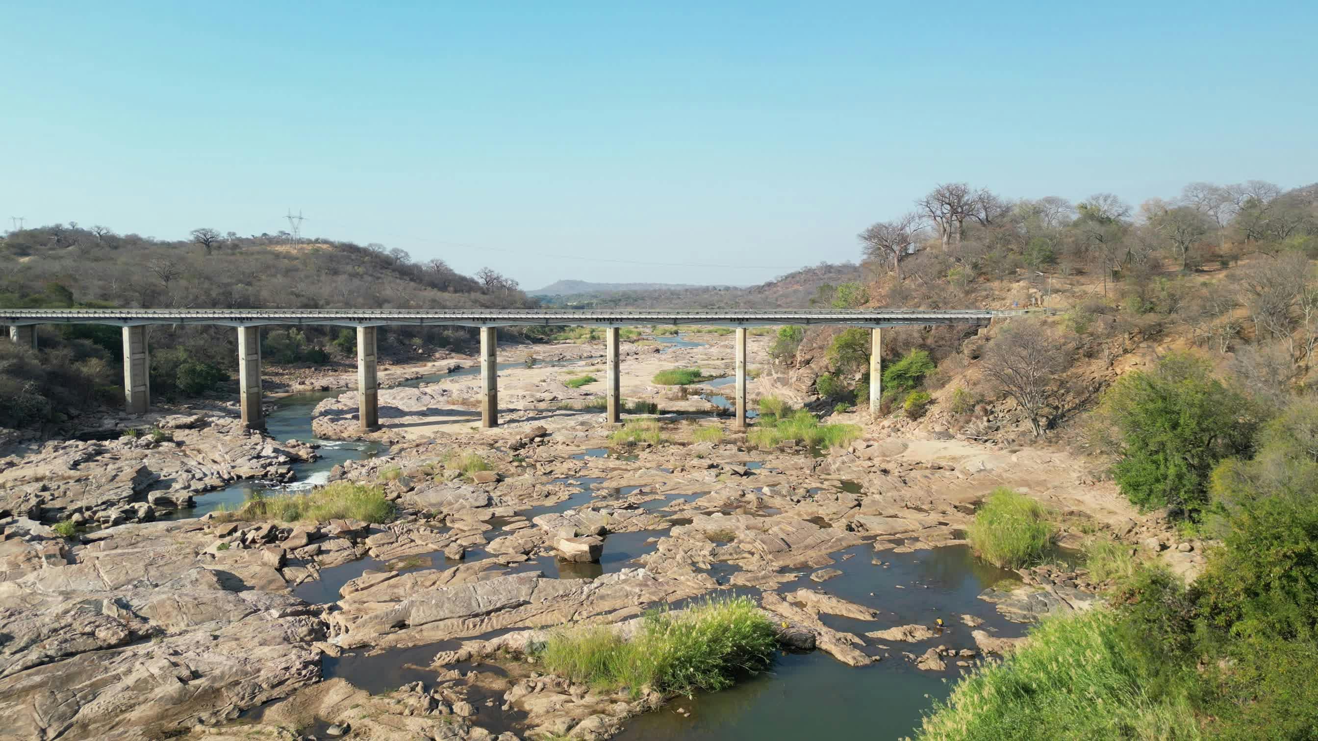 Scenic Dry Riverbed and Bridge Aerial View Free Stock Video Footage ...