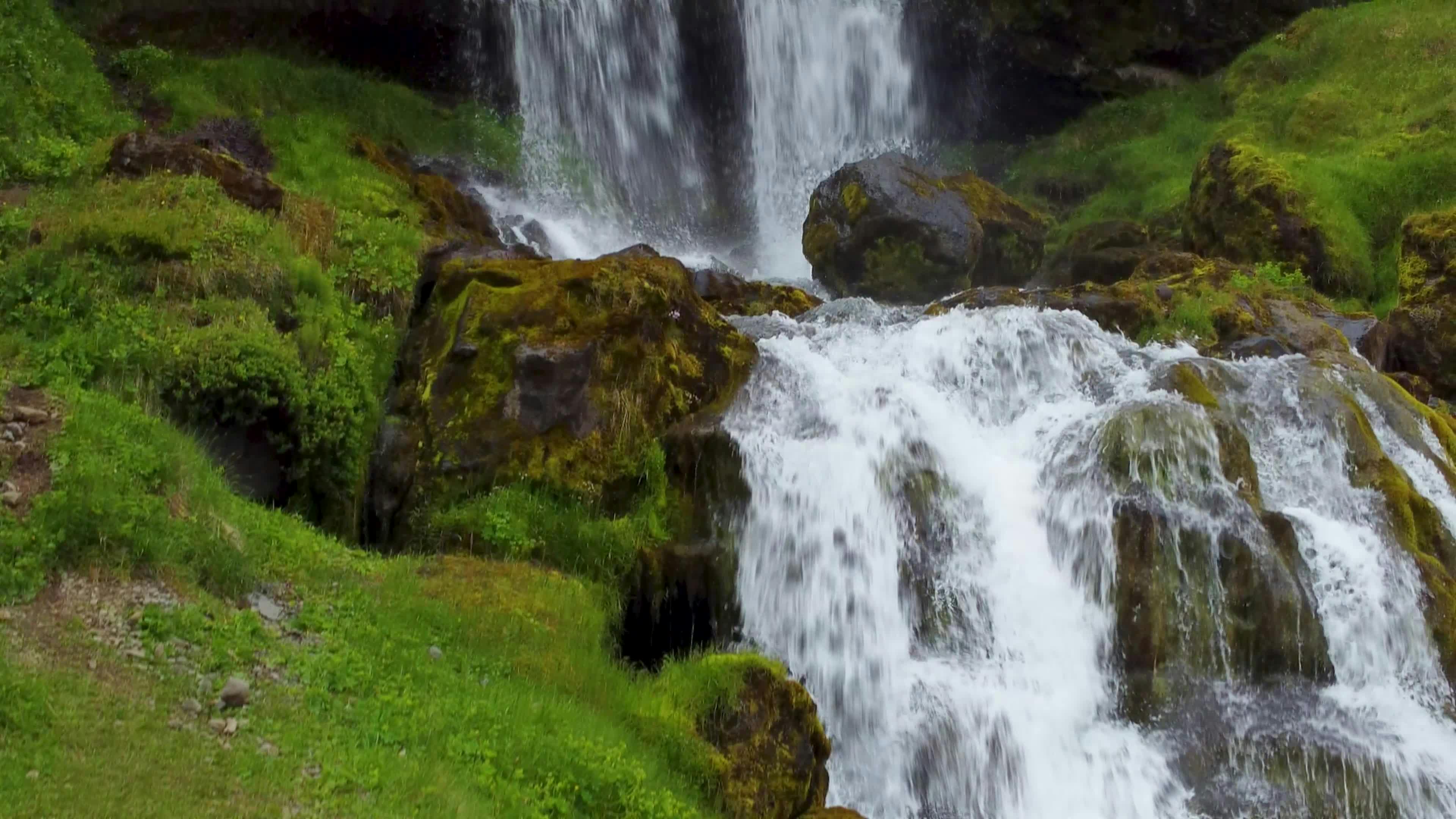 Stunning Selvallafoss Waterfall in Verdant Valley Free Stock Video ...