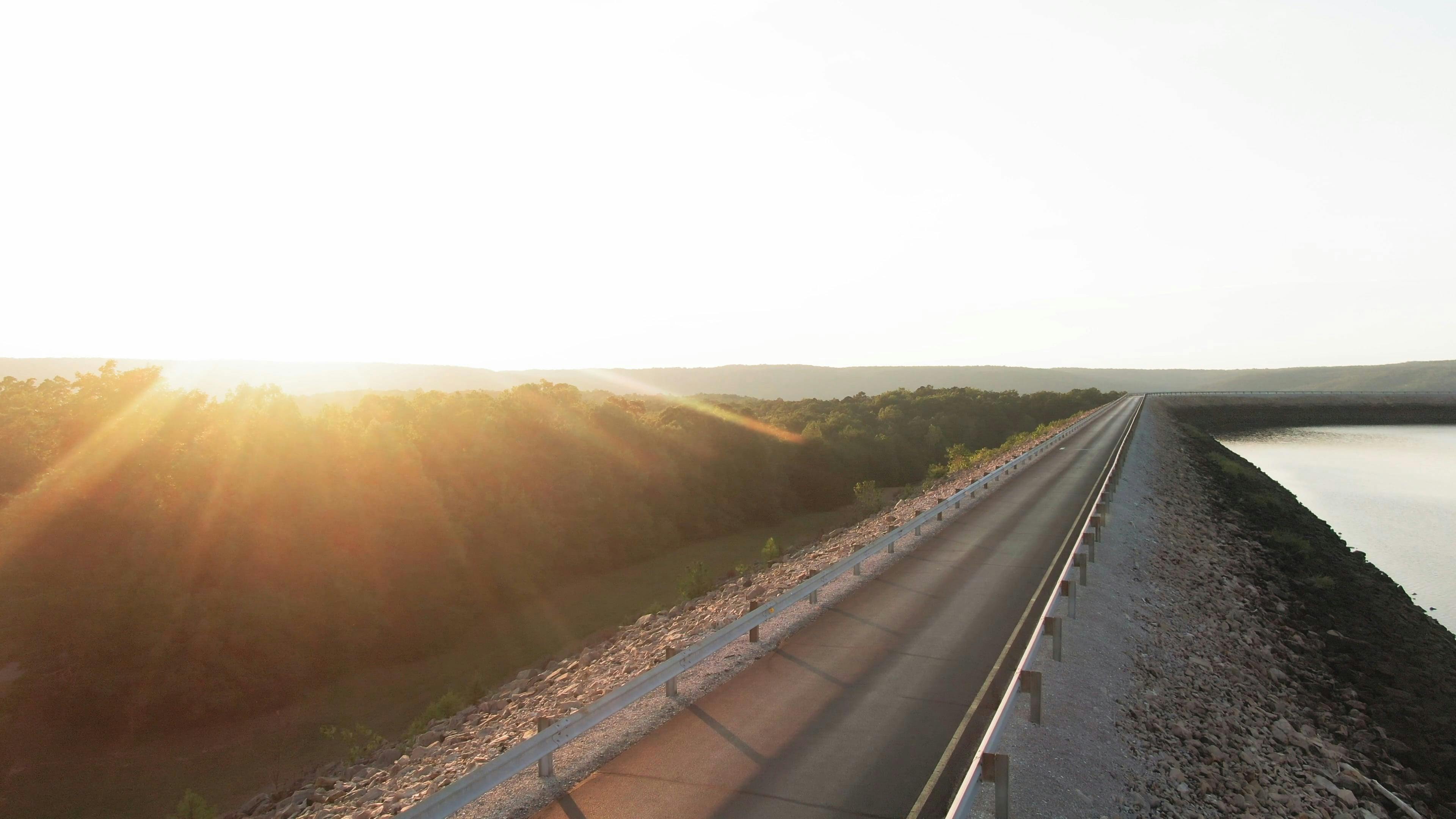 A Road Built On A Dam · Free Stock Video