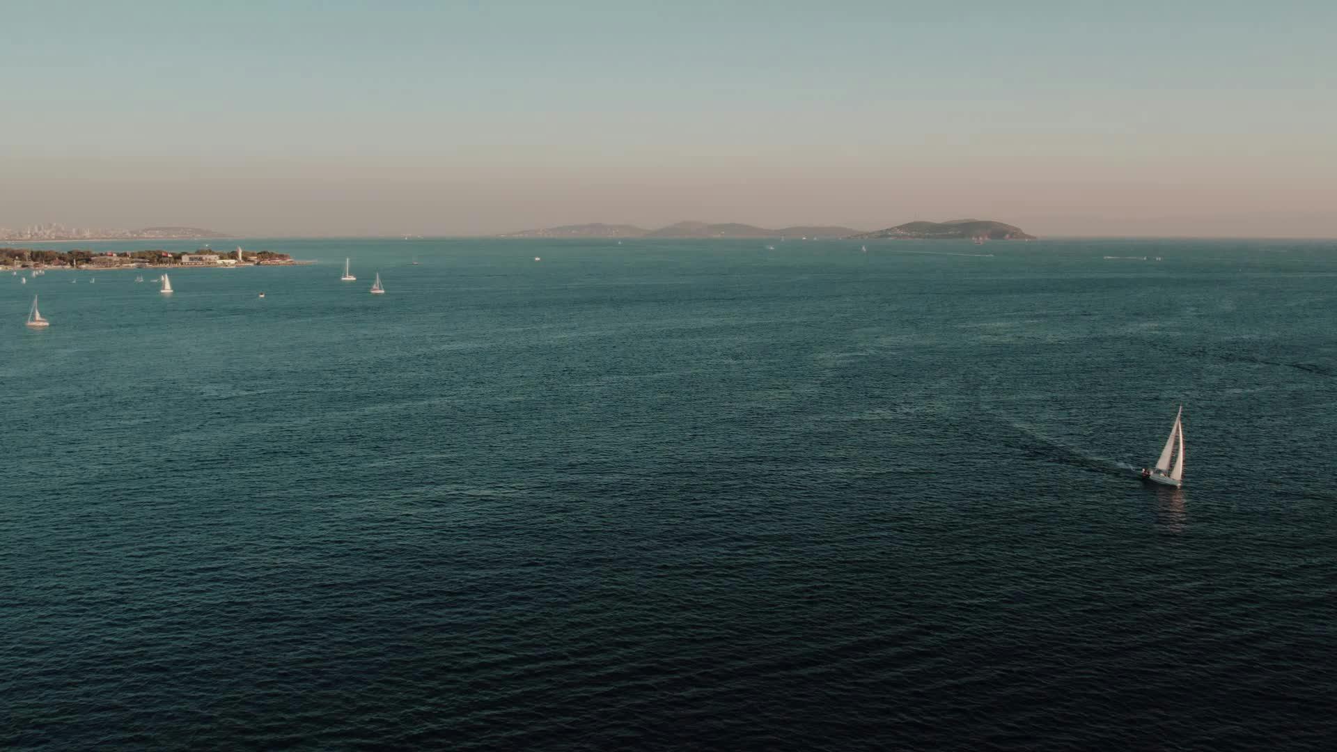 Aerial View of Sailboats on Open Sea Free Stock Video Footage, Royalty ...