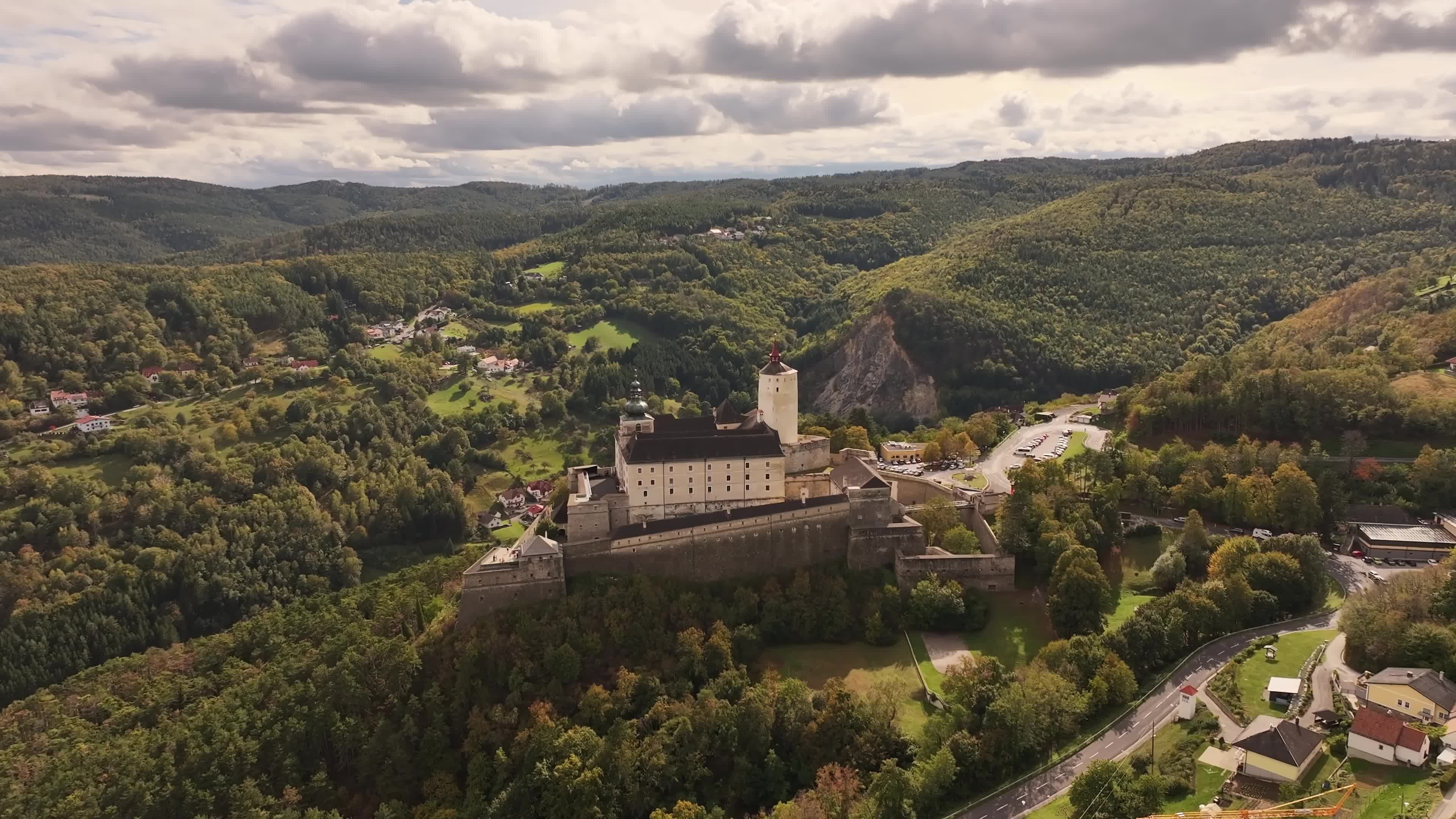 Stunning Aerial View of Medieval Castle Free Stock Video Footage ...