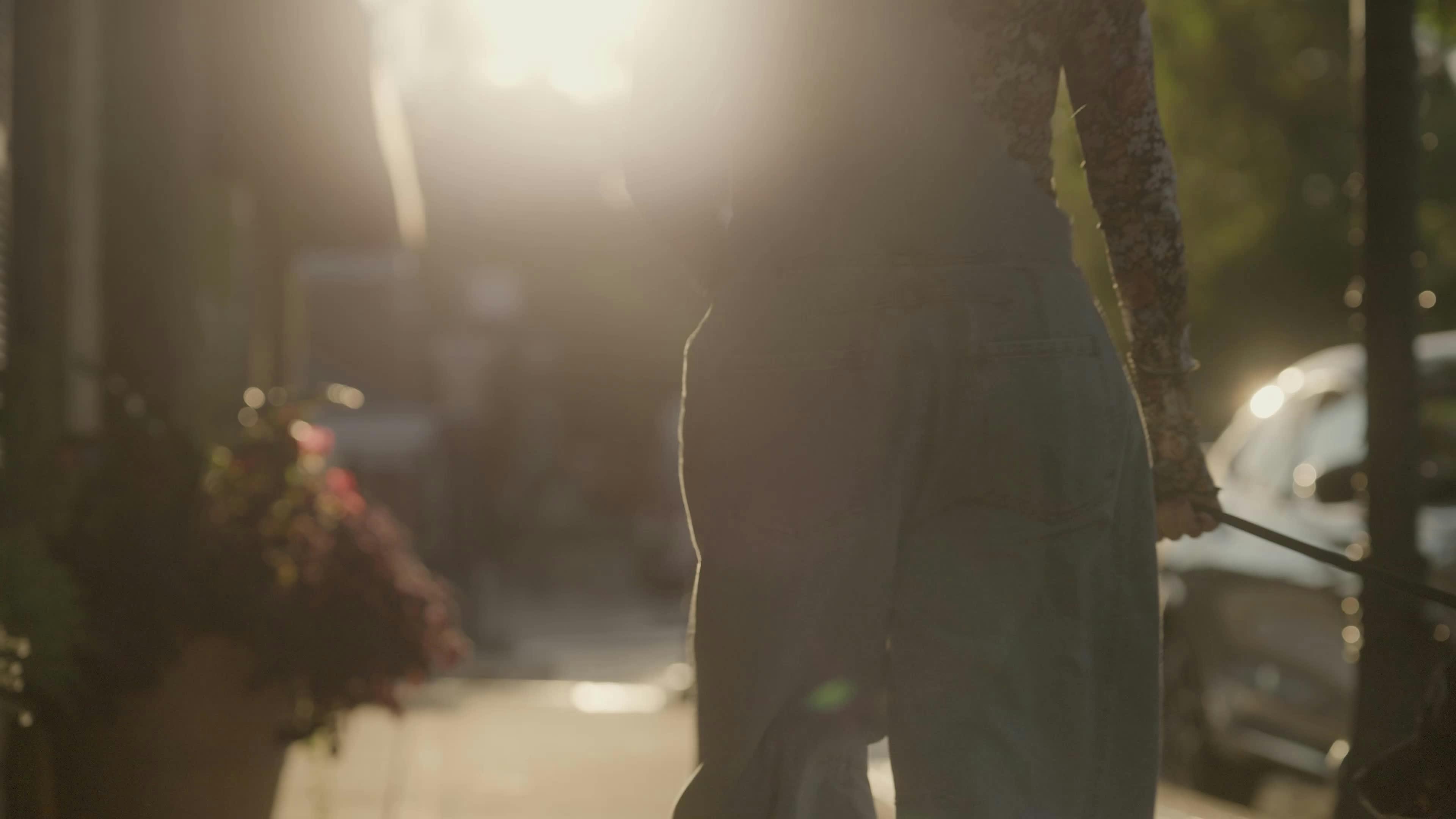 Cinematic Walk in Sunlit Downtown Street Free Stock Video Footage ...