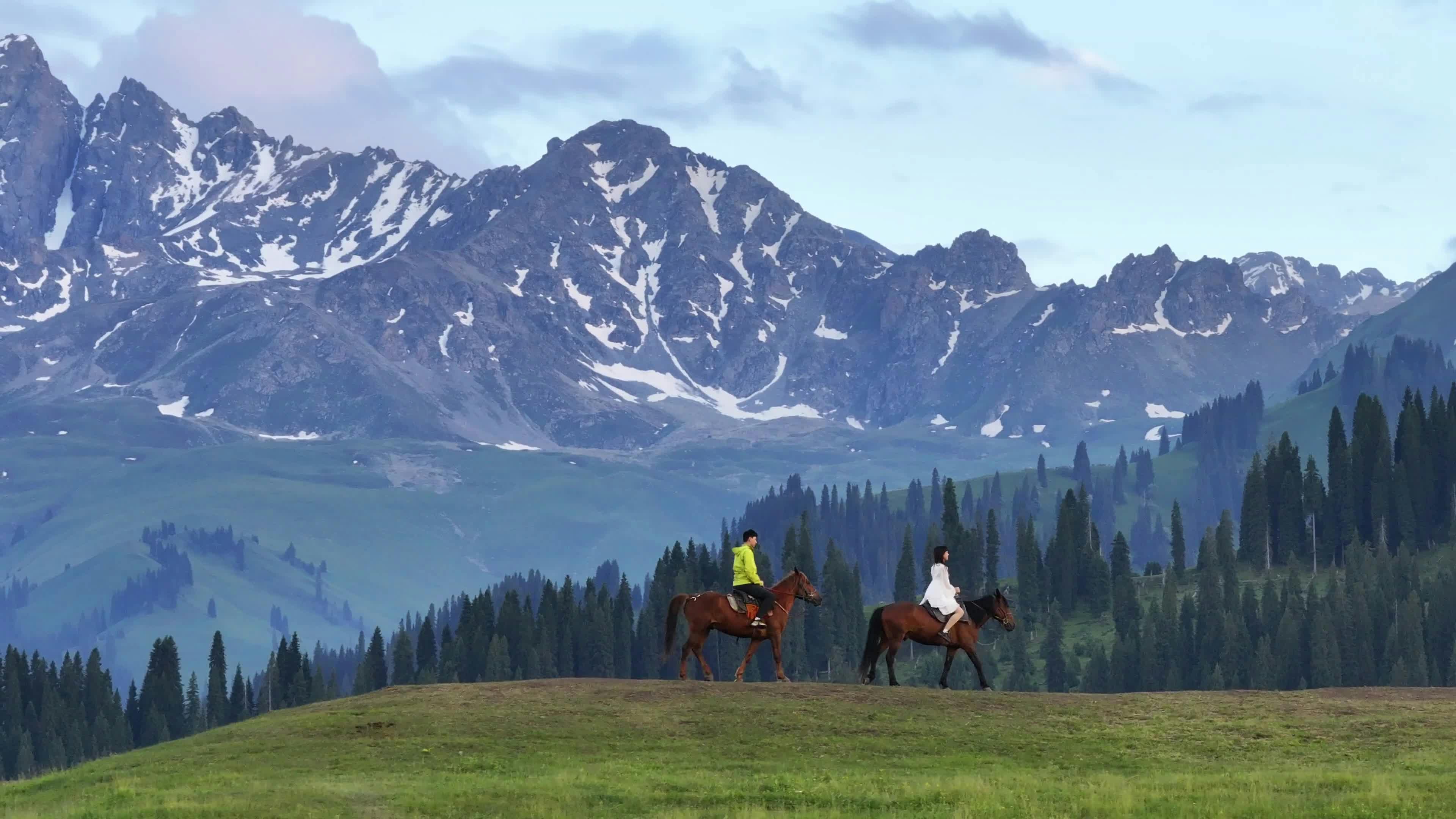 Scenic Horseback Riding in Mountain Landscape Free Stock Video Footage ...