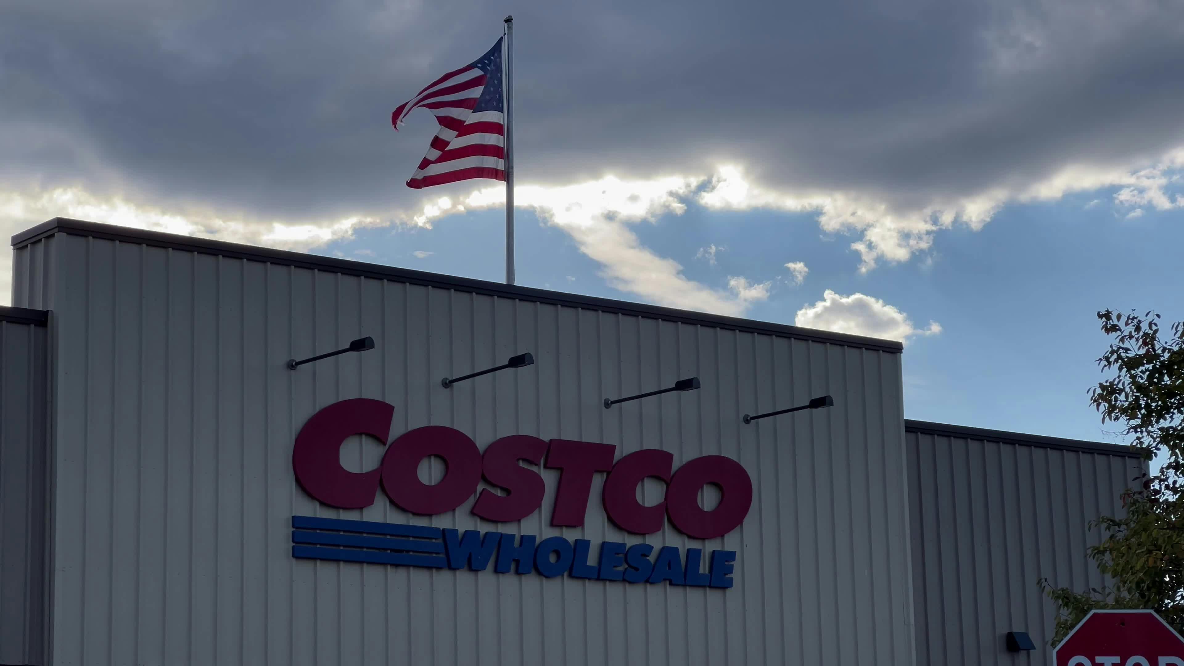 American Flag atop Costco Wholesale Storefront Free Stock Video Footage ...