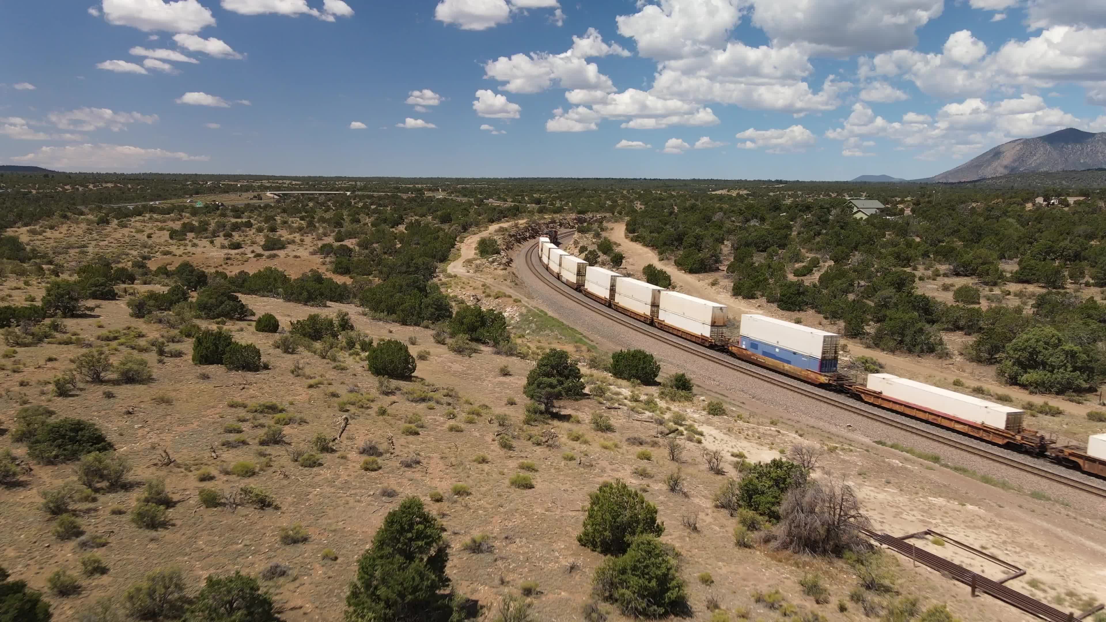 Aerial View of Train in Arizona Desert Landscape Free Stock Video ...