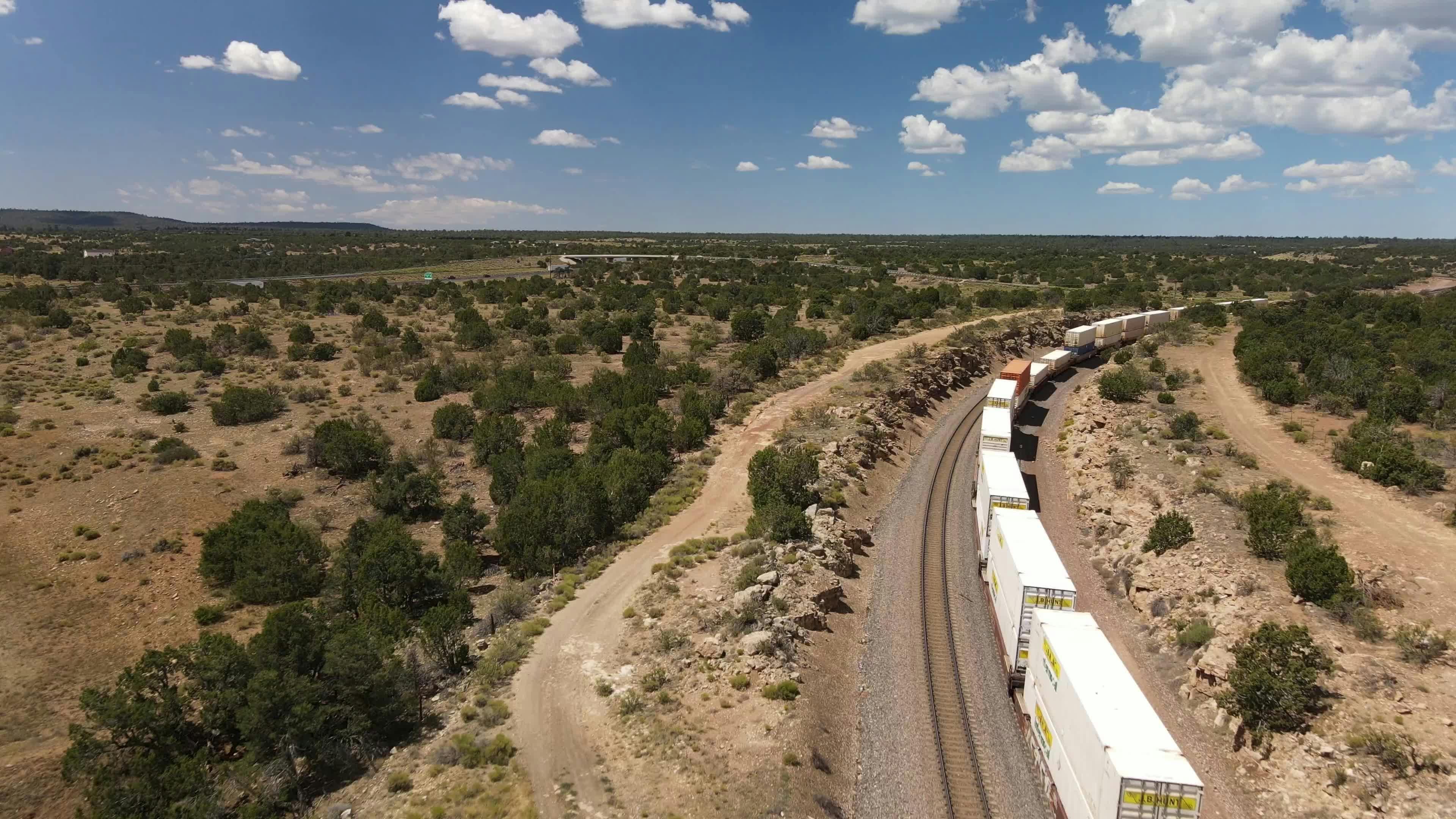 Cargo Train in Arizona Desert Aerial View Free Stock Video Footage ...