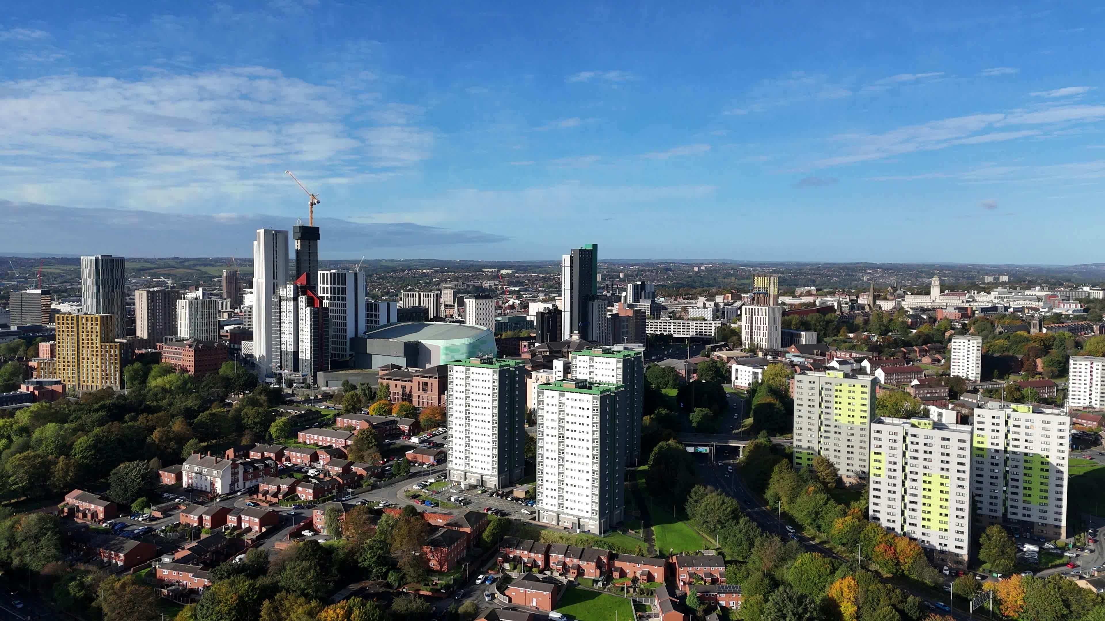 Aerial View of Leeds City Skyline Free Stock Video Footage, Royalty ...