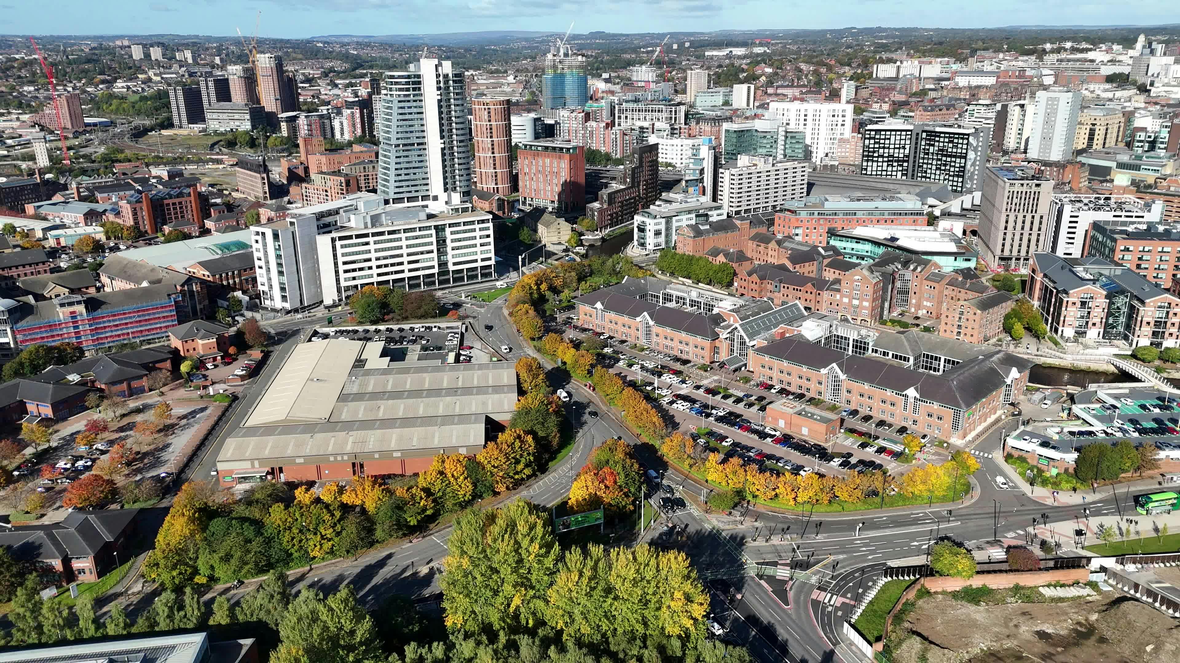 Aerial View of Leeds Urban Landscape Free Stock Video Footage, Royalty ...
