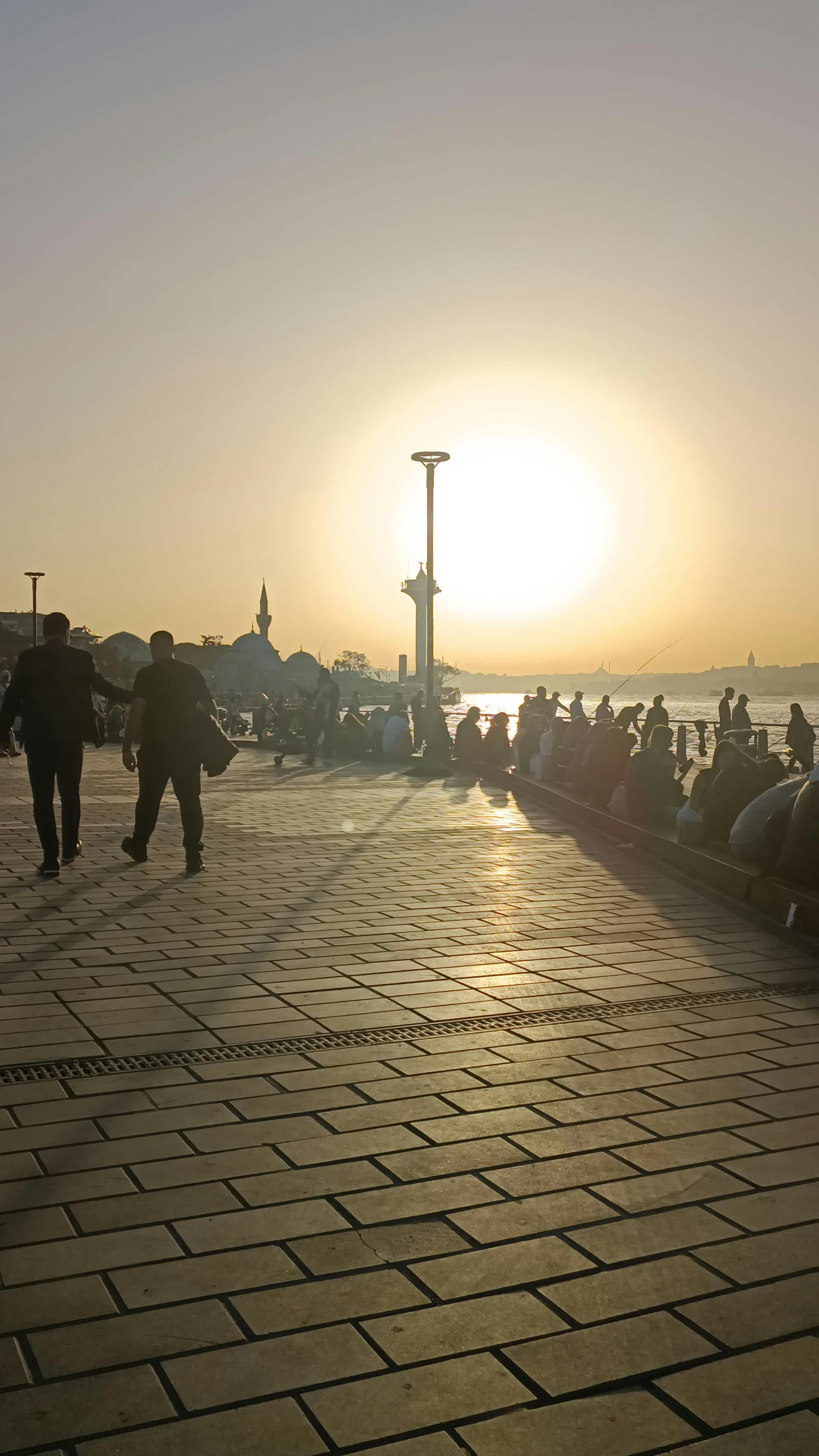 Sunset Over the Istanbul Waterfront Promenade Free Stock Video Footage ...