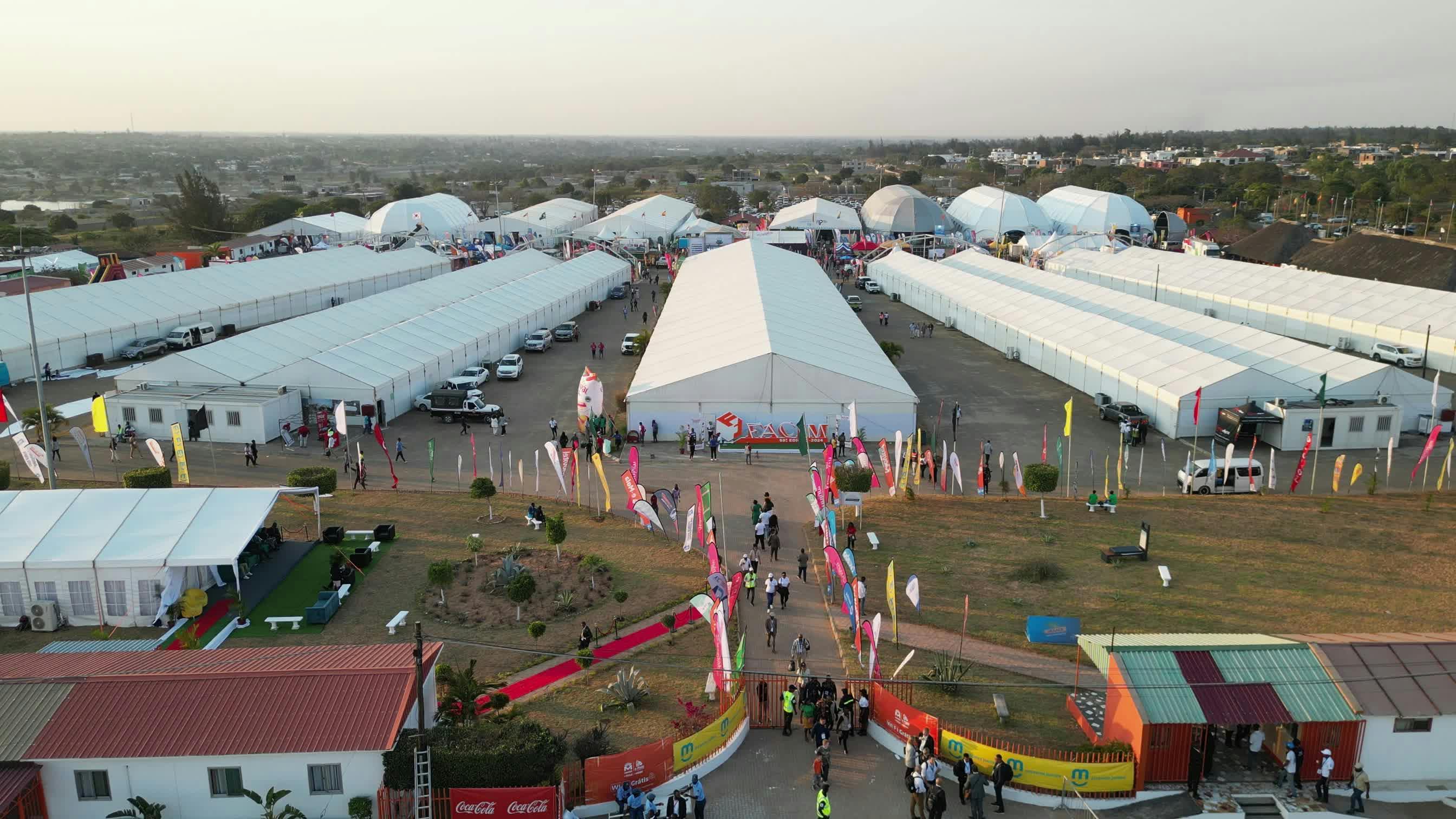 Aerial View of Large Outdoor Event with Tents Free Stock Video Footage ...