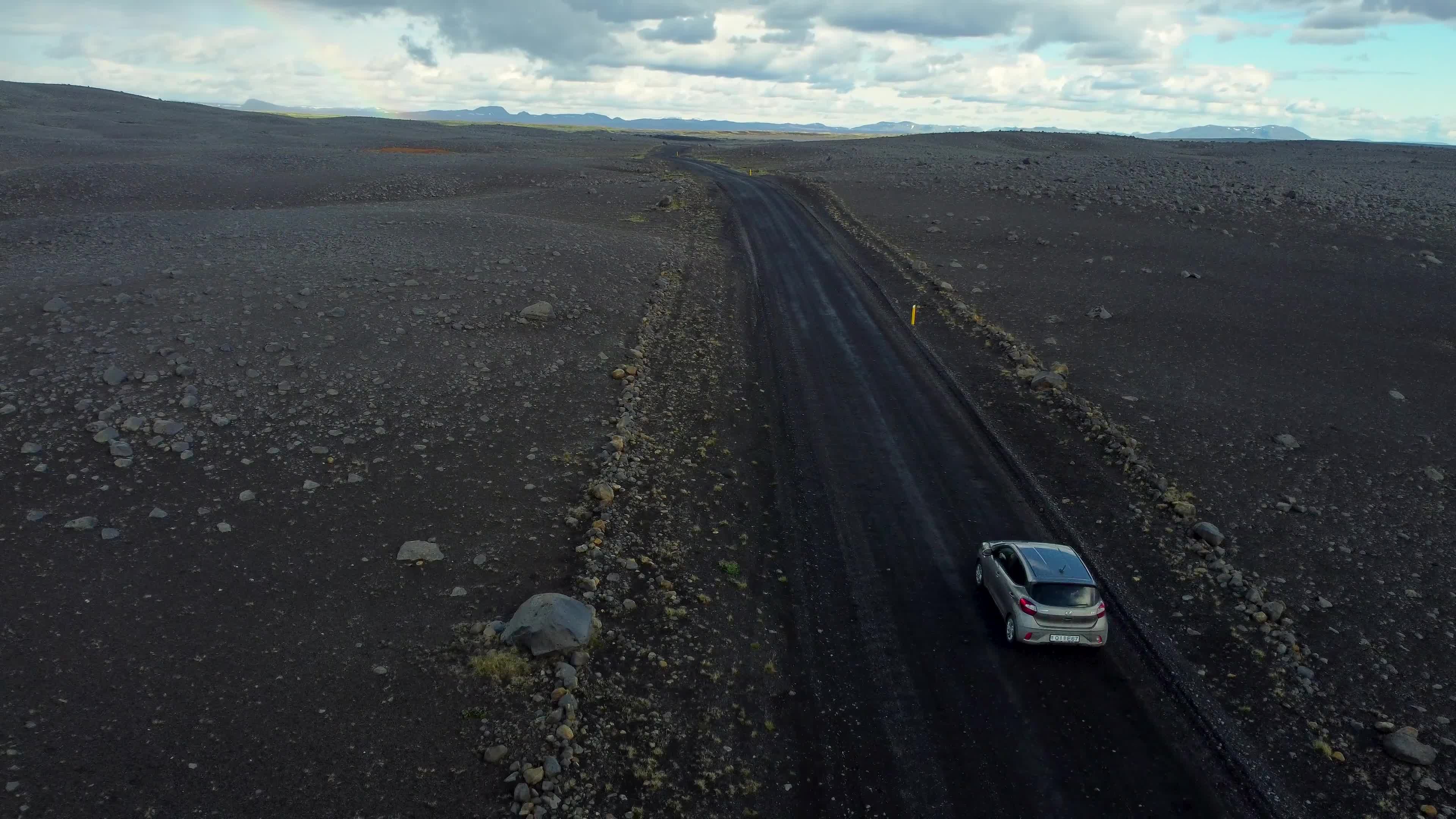 Drone Footage of Car on Iceland's Remote Road Free Stock Video Footage ...