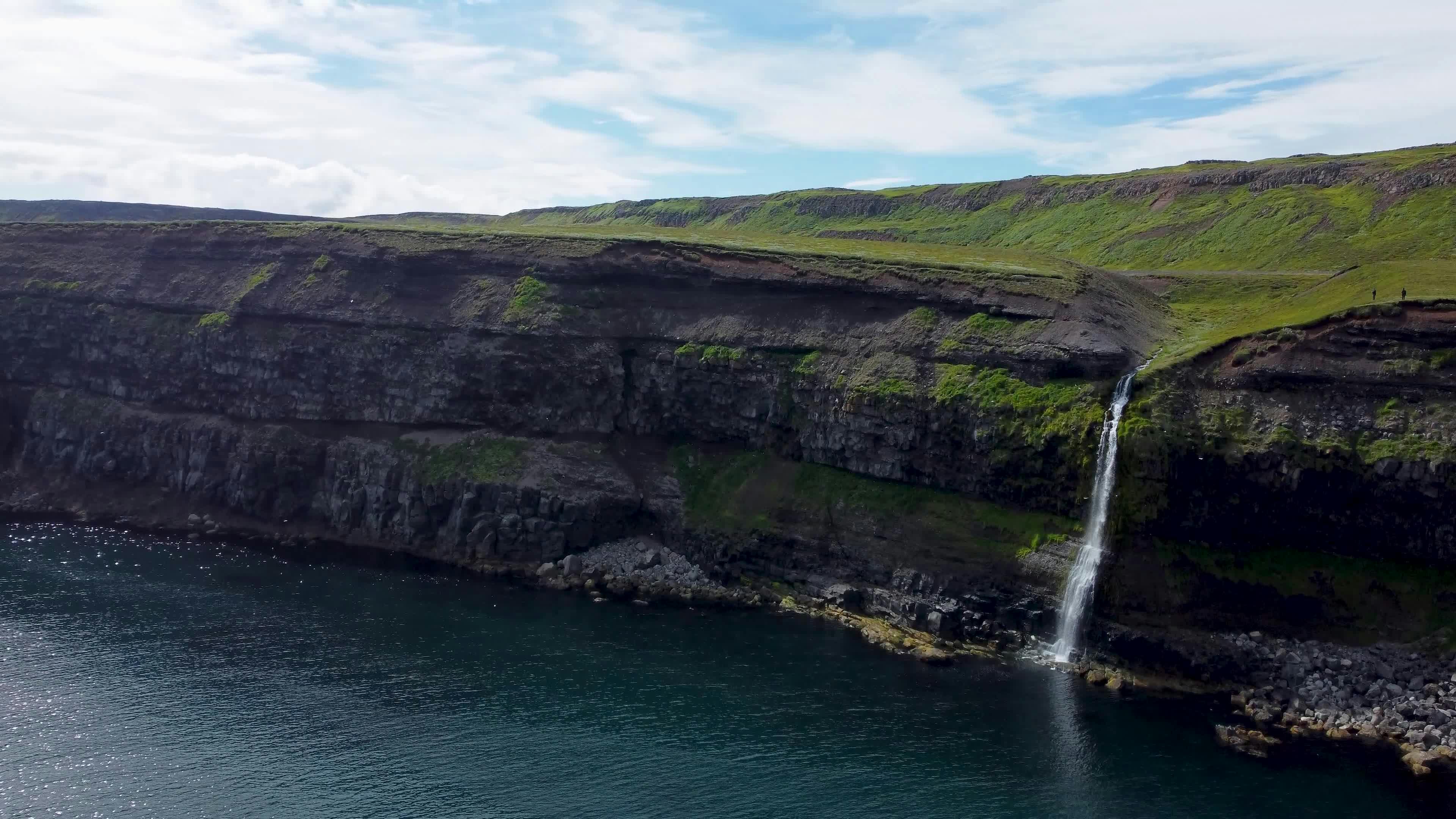 Stunning Aerial View of Cliffside Waterfall Free Stock Video Footage ...