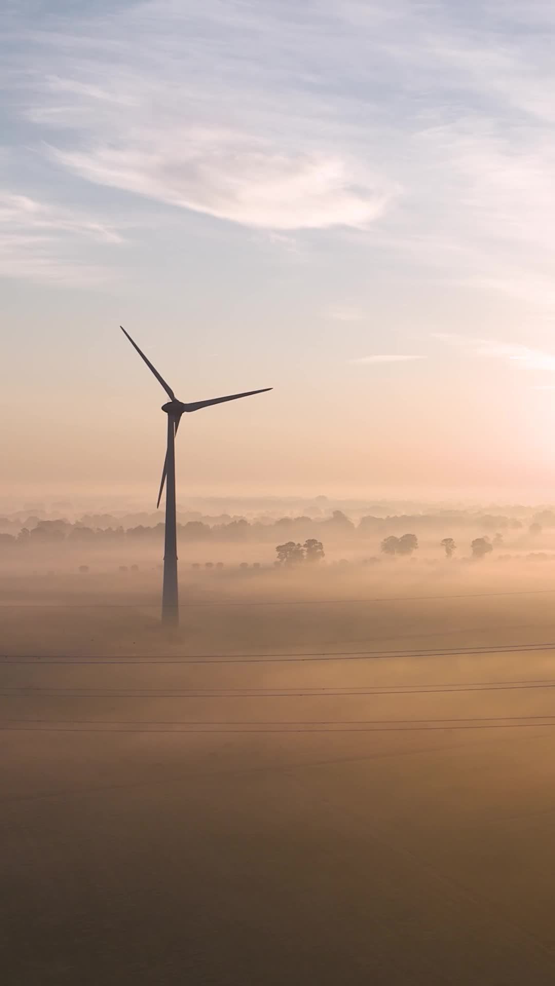 Misty Morning Wind Turbine in Scenic Landscape Free Stock Video Footage ...