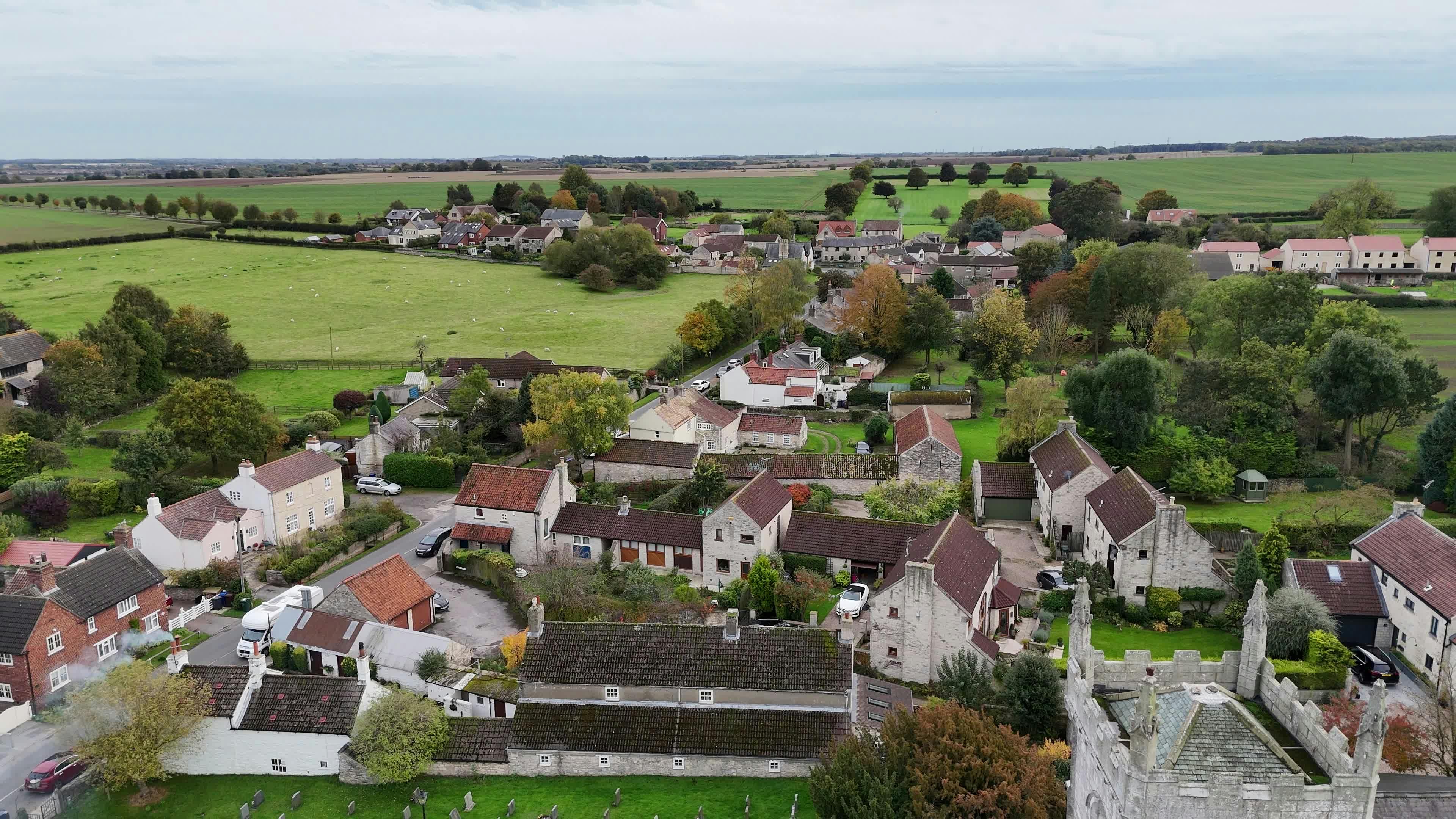 Scenic Aerial View of Quaint English Village Free Stock Video Footage ...