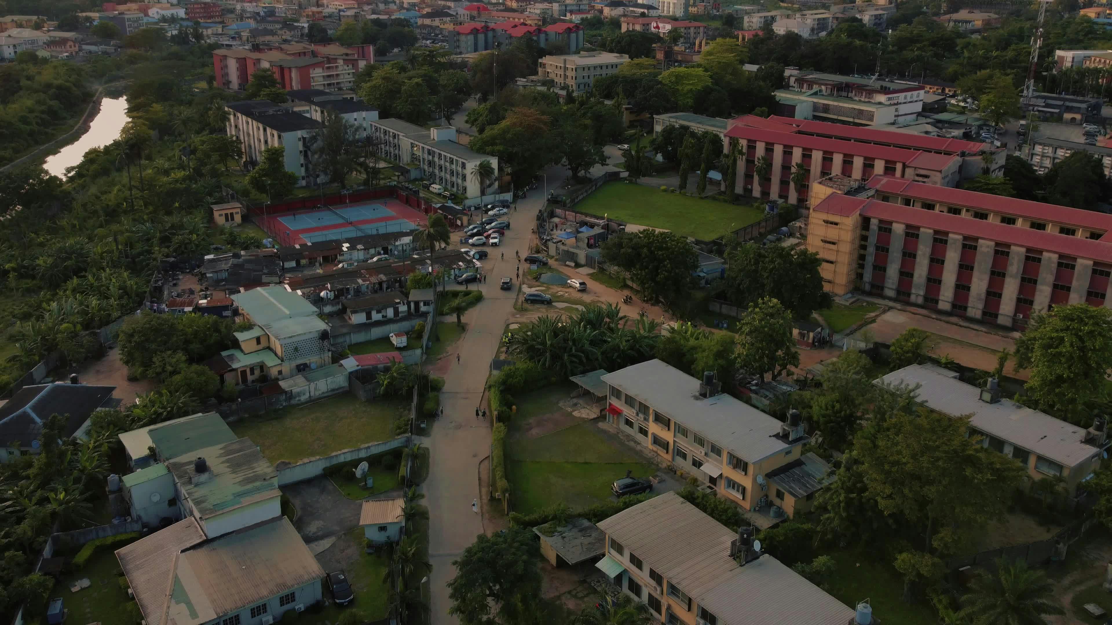 Aerial View of University Campus in Lagos at Sunset Free Stock Video ...