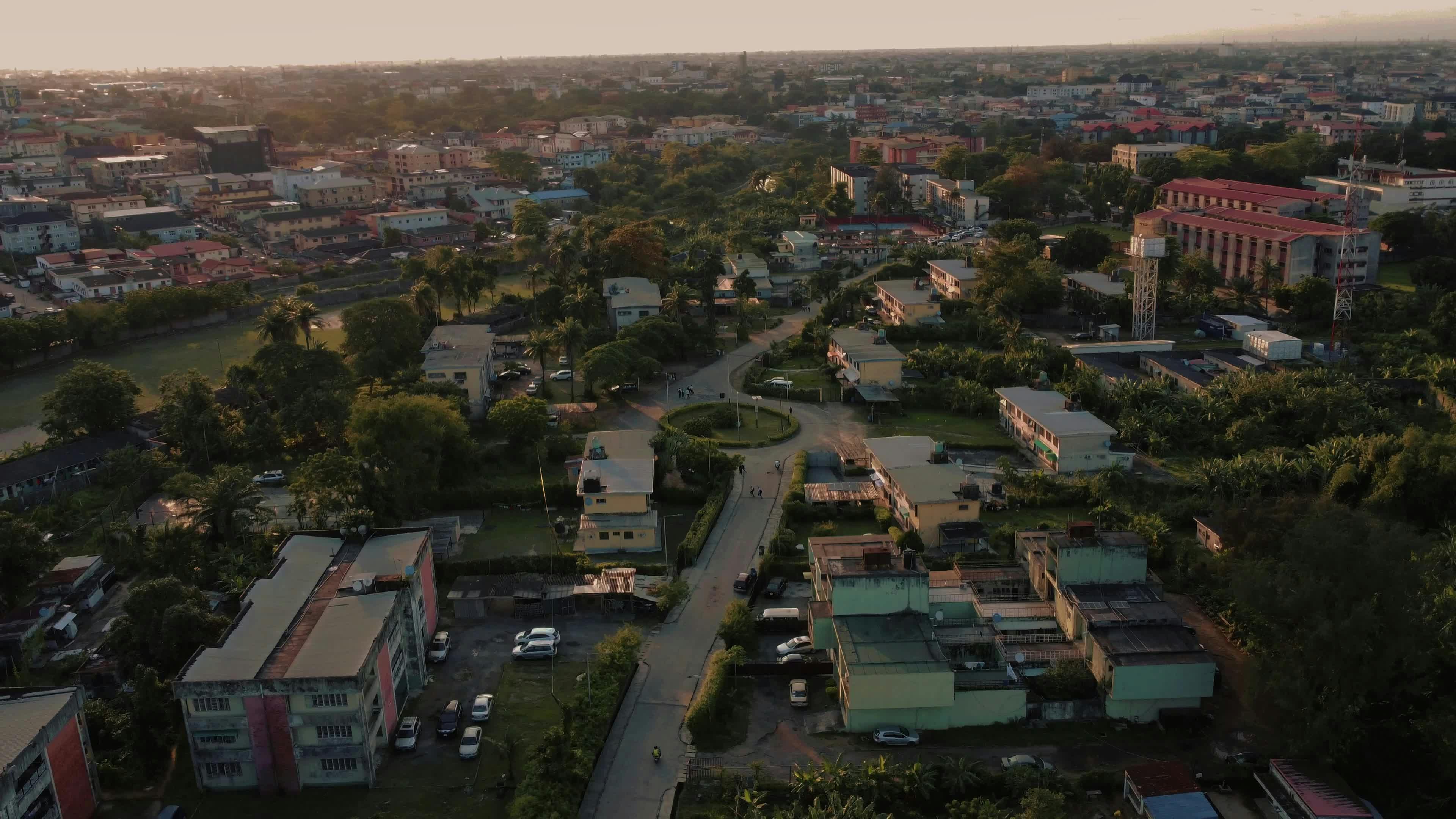 Aerial View of Sunset Over Lagos Cityscape Free Stock Video Footage ...