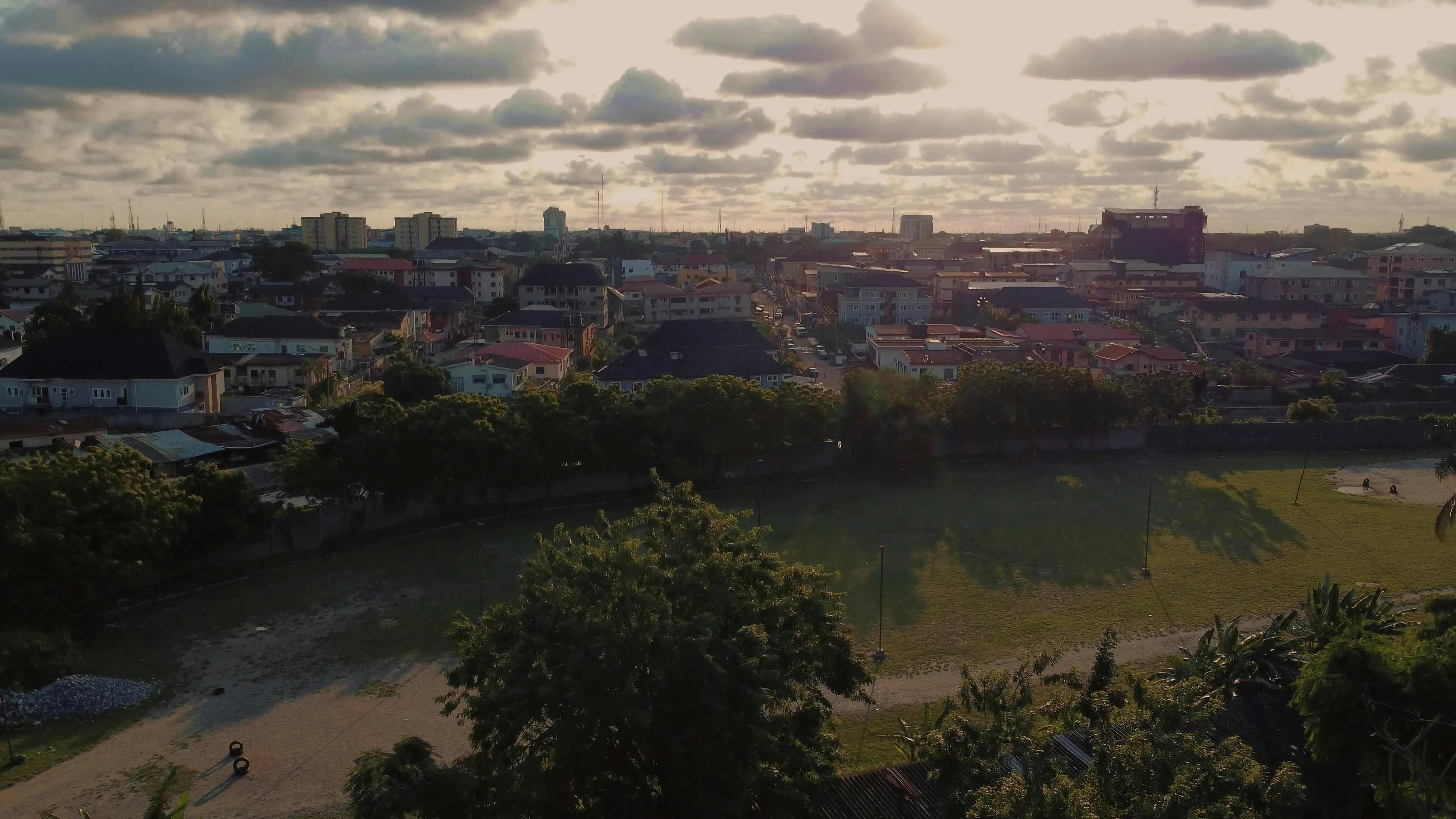 Aerial View of Lagos Cityscape at Sunset Free Stock Video Footage ...