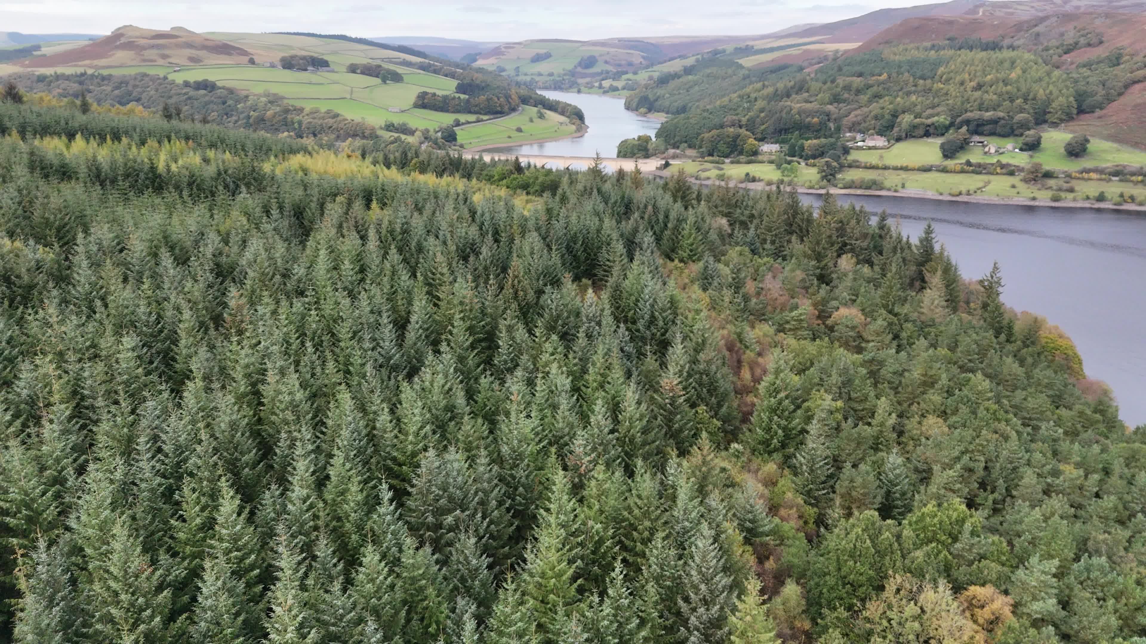 Scenic Aerial View of Ladybower Reservoir Free Stock Video Footage ...