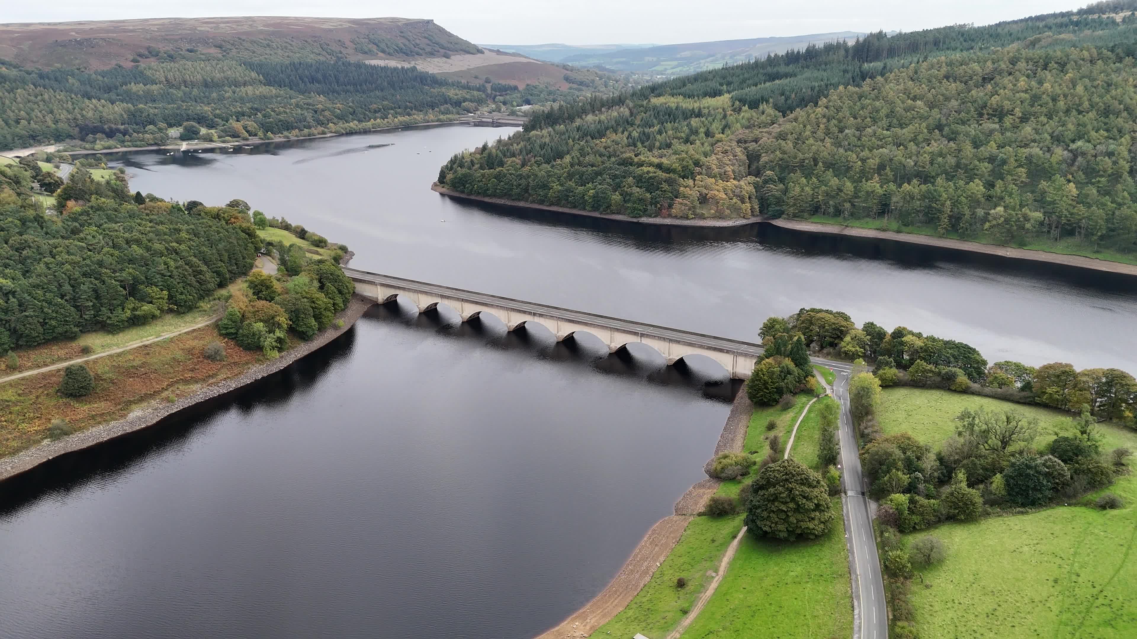 Scenic Aerial View of Ladybower Reservoir Free Stock Video Footage ...