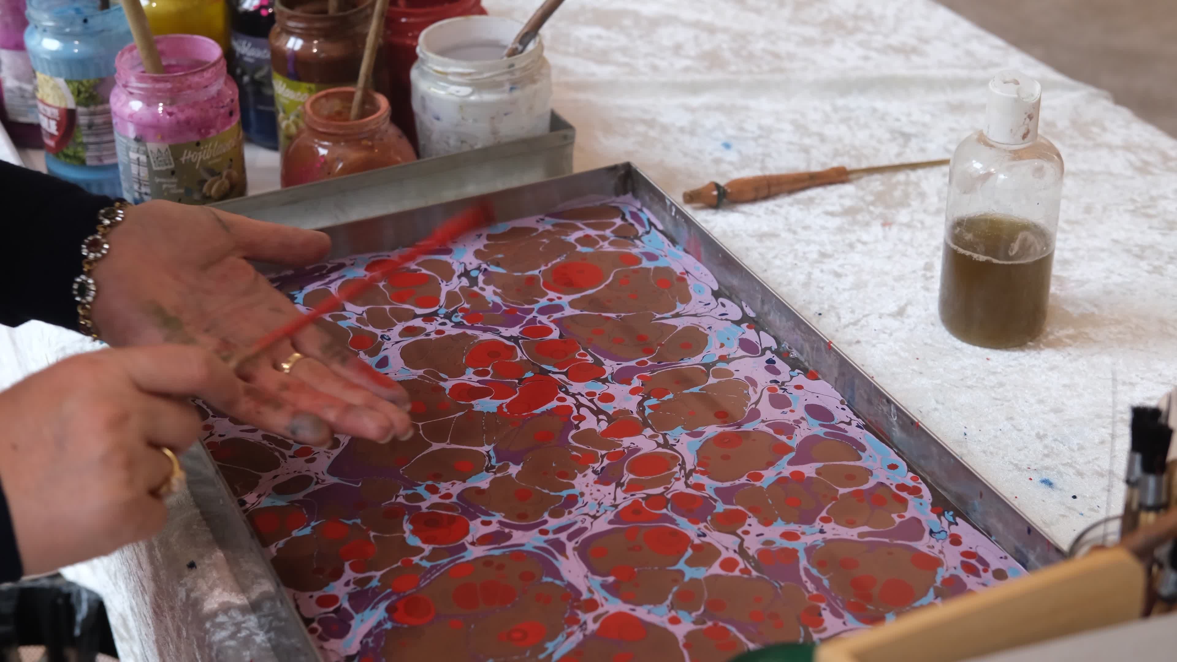 Artistic Water Marbling Technique Demonstration Free Stock Video ...