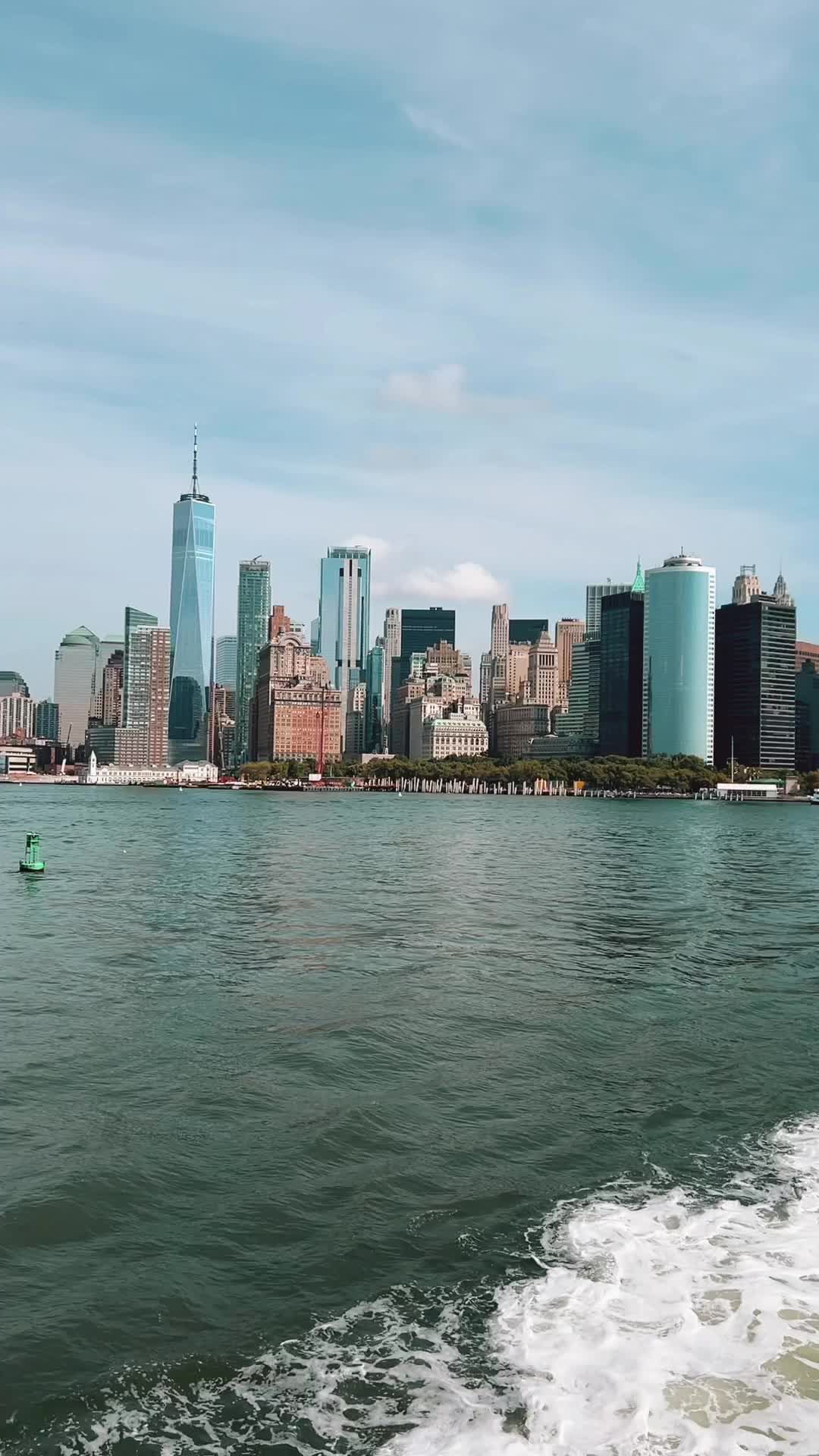 Scenic View of New York City Skyline from Water Free Stock Video ...