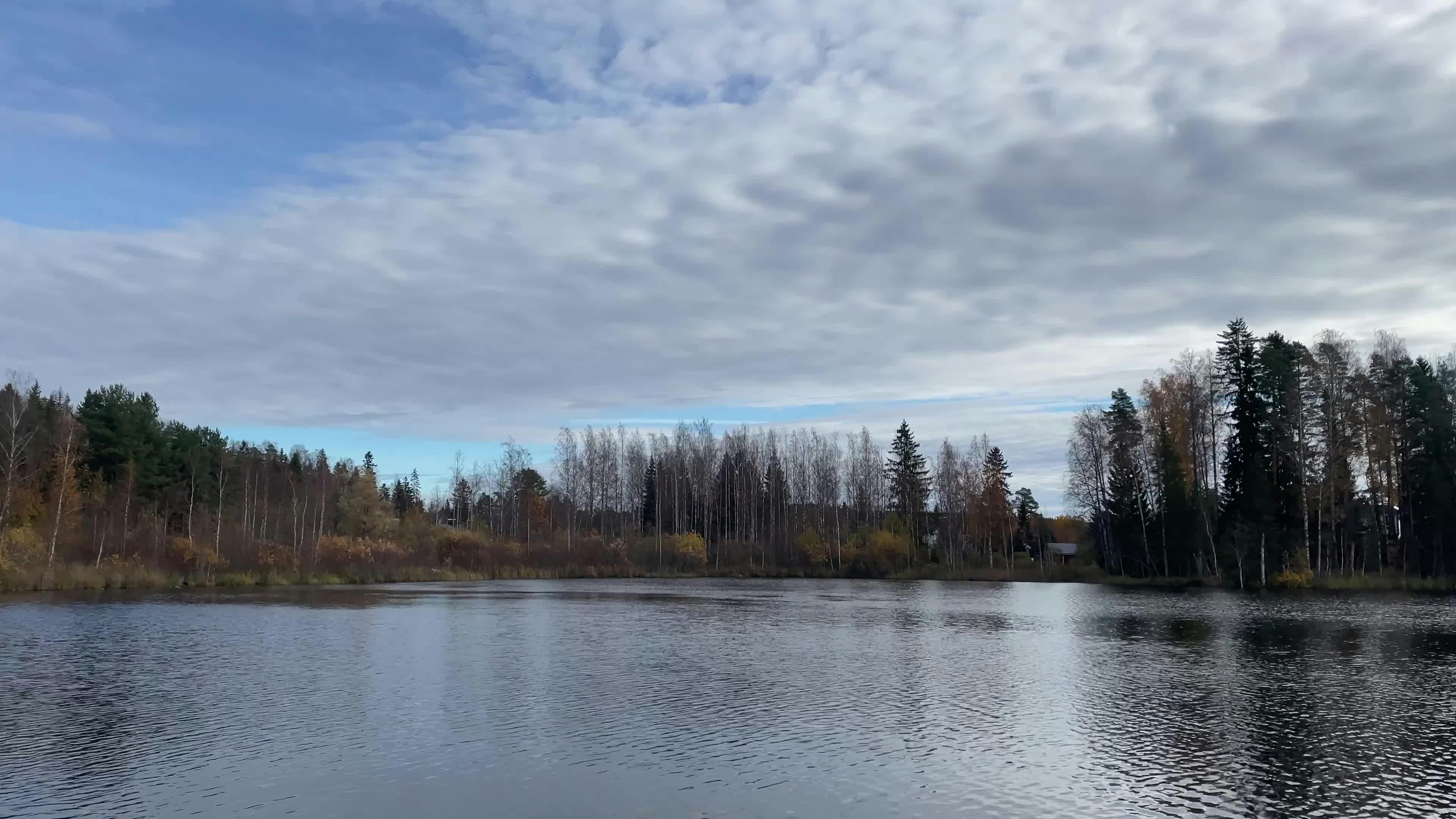 Tranquil Lake View with Cloudy Sky in Fall Free Stock Video Footage ...