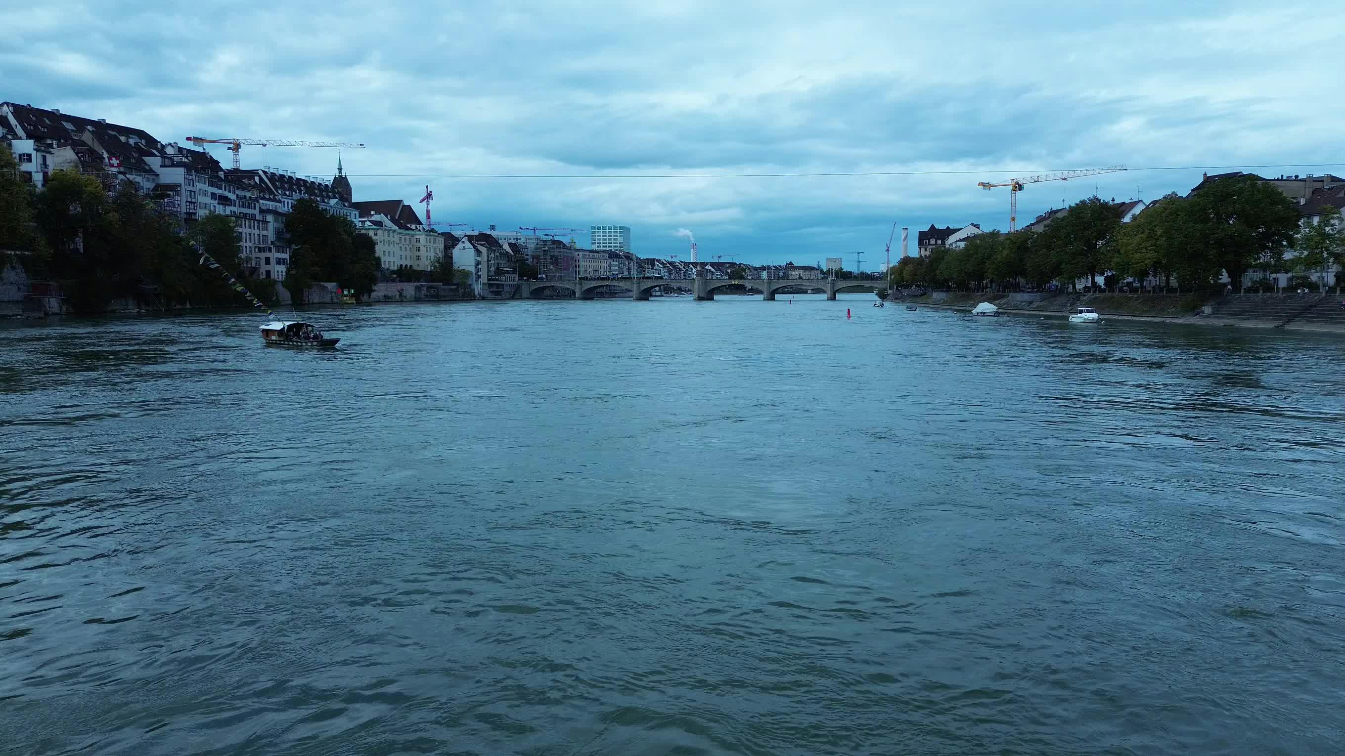 Scenic Aerial View of Rhine River in Basel Free Stock Video Footage ...