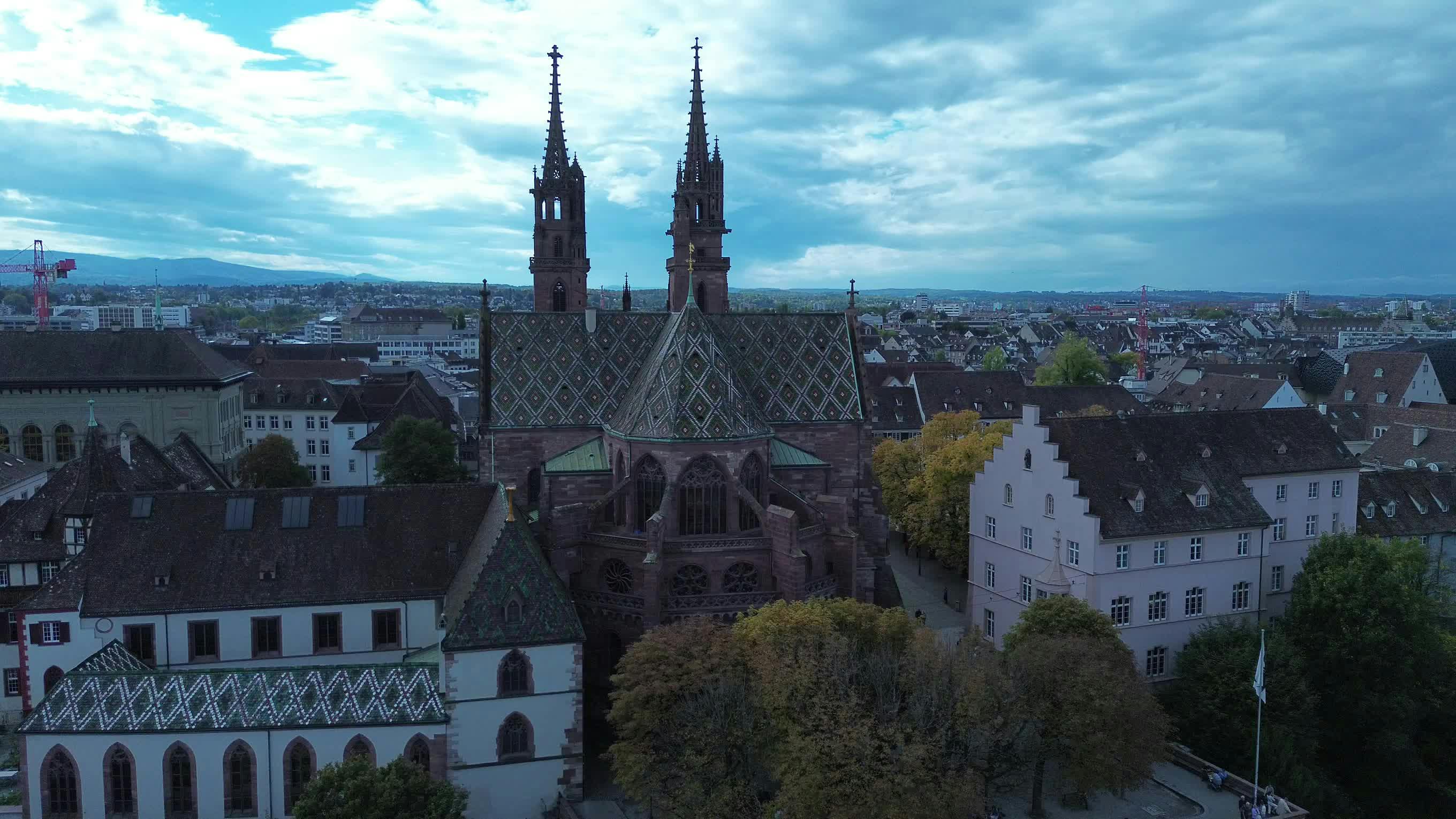 Aerial View of Basel Cathedral in Switzerland Free Stock Video Footage ...