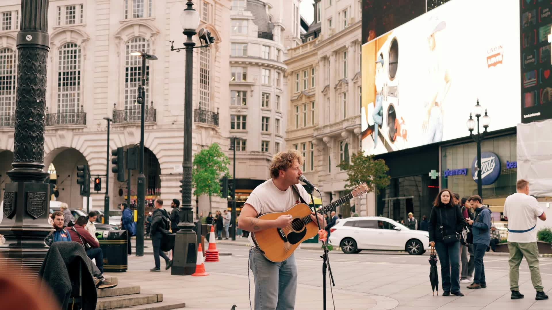 Street Performer Singing in Iconic City Square Free Stock Video Footage ...