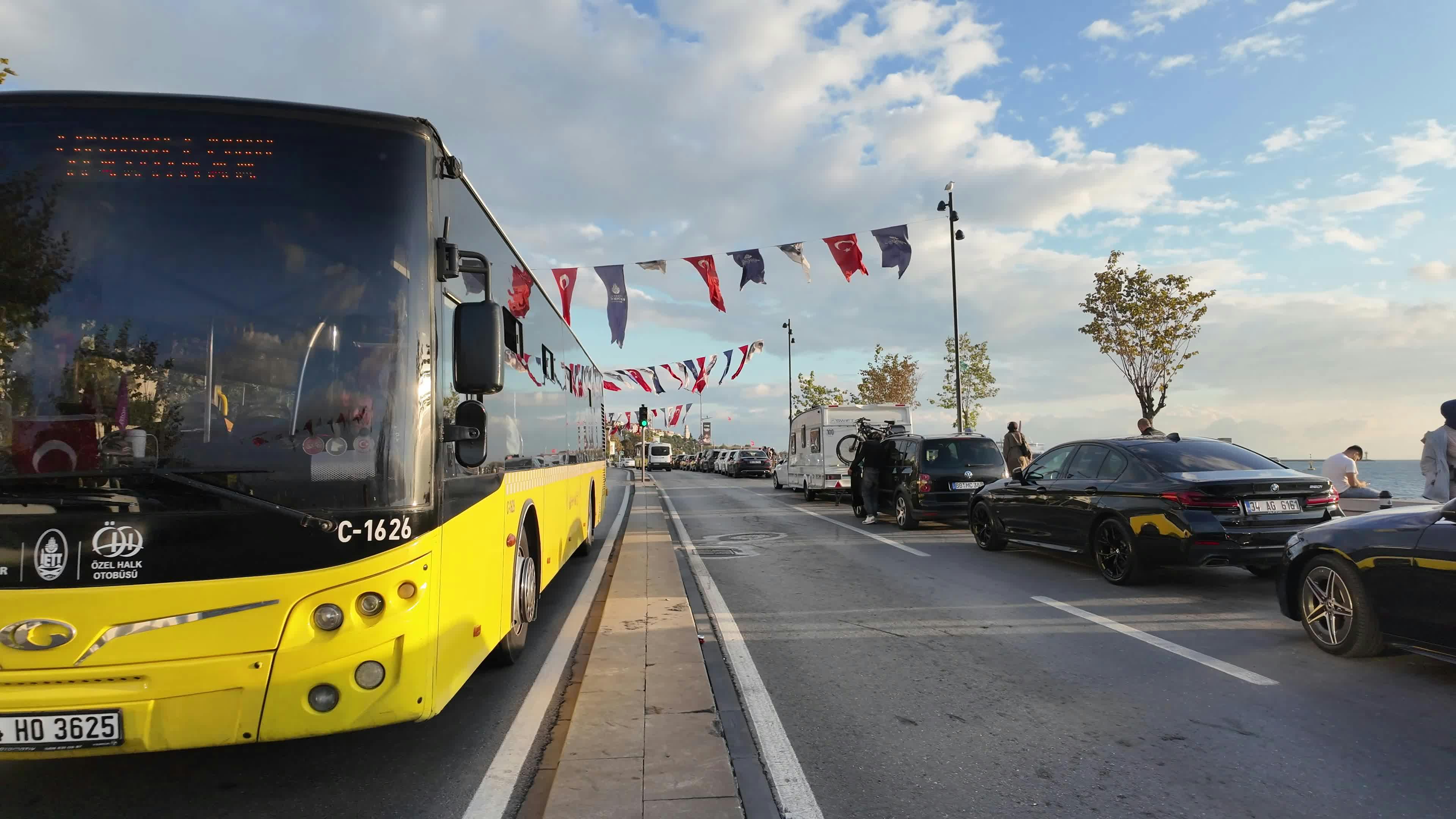 Busy Istanbul Street with Buses and Cars Free Stock Video Footage ...