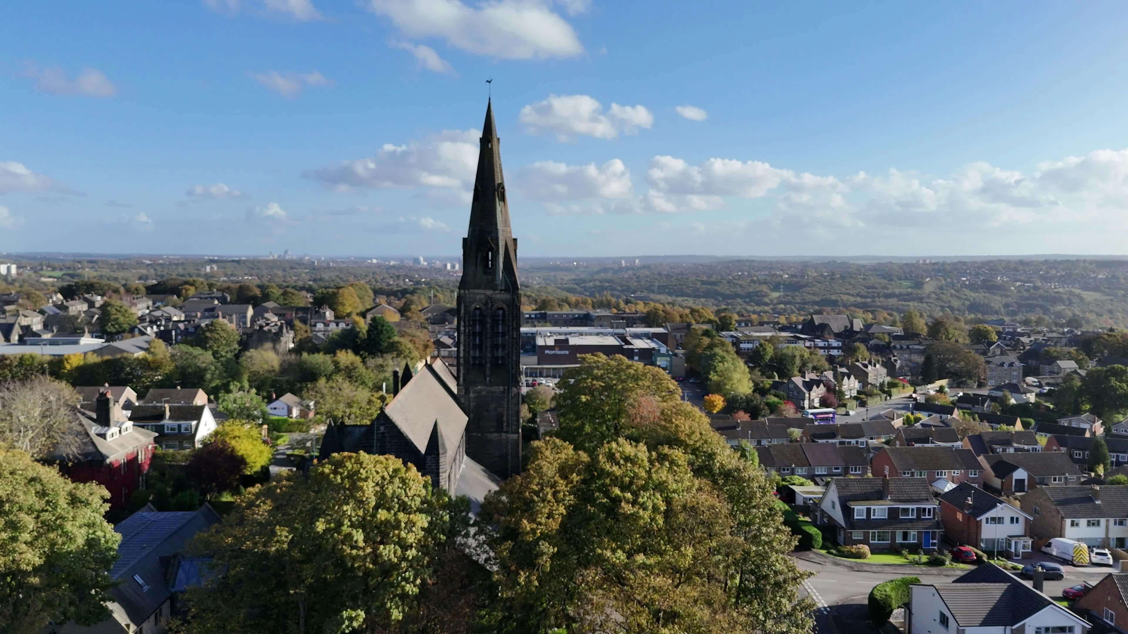 Aerial View of St Margaret's Church Horsforth Free Stock Video Footage ...