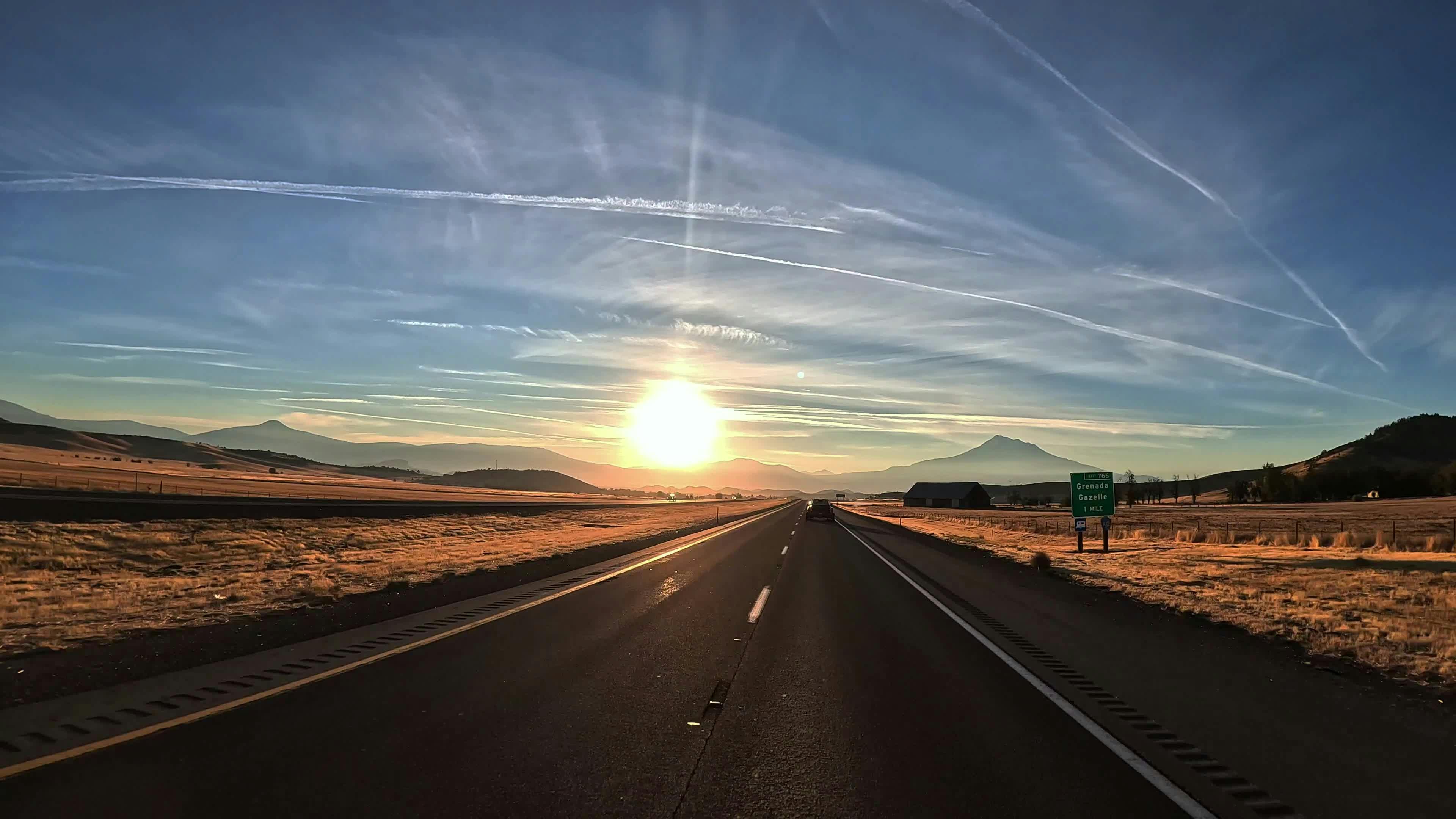 Scenic Sunrise Drive on Interstate Five Free Stock Video Footage ...