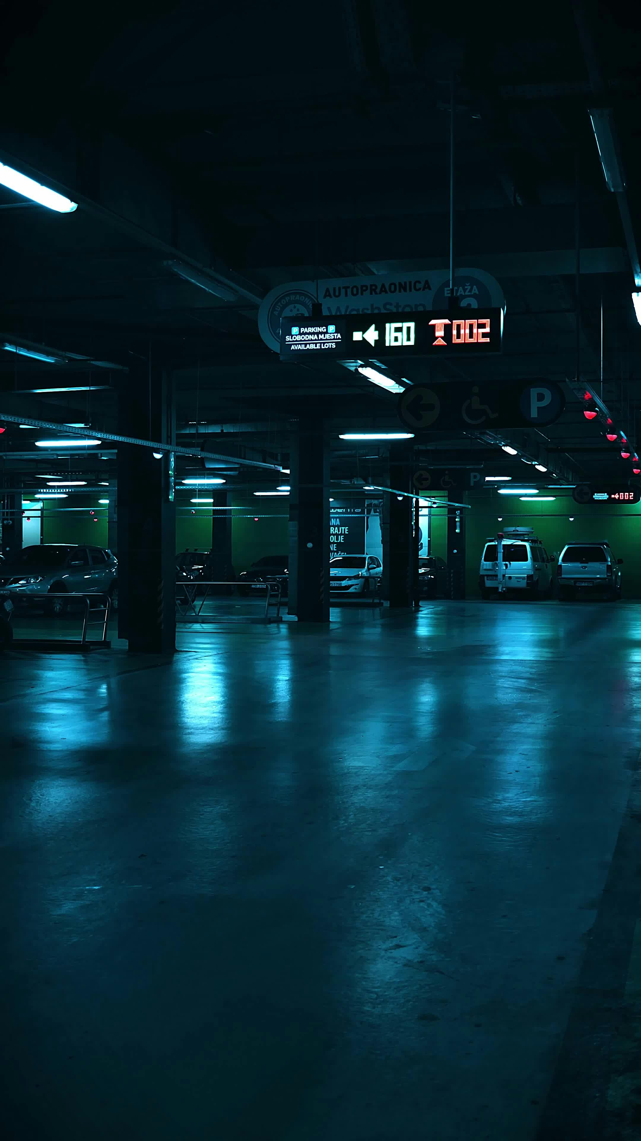 Moody Cinematic Urban Parking Garage Scene Free Stock Video Footage ...