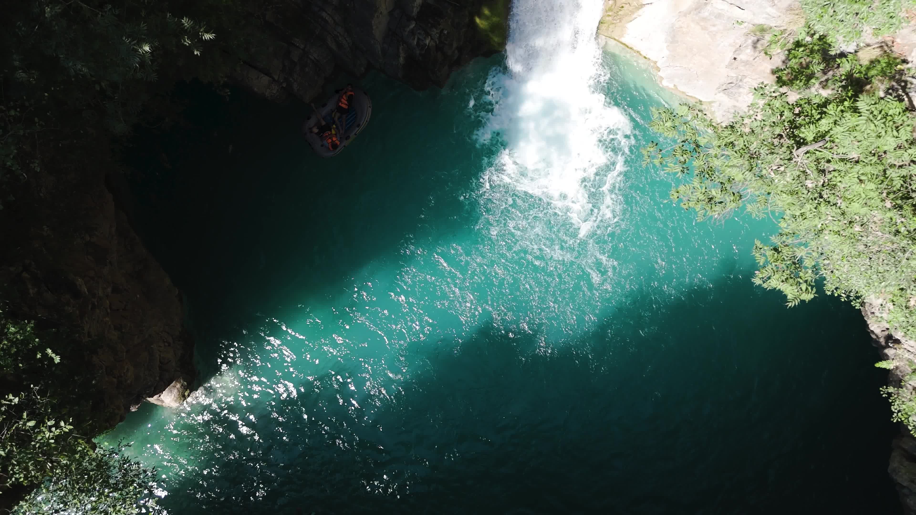 Drone View of Scenic Waterfall and Blue Lagoon Free Stock Video Footage ...