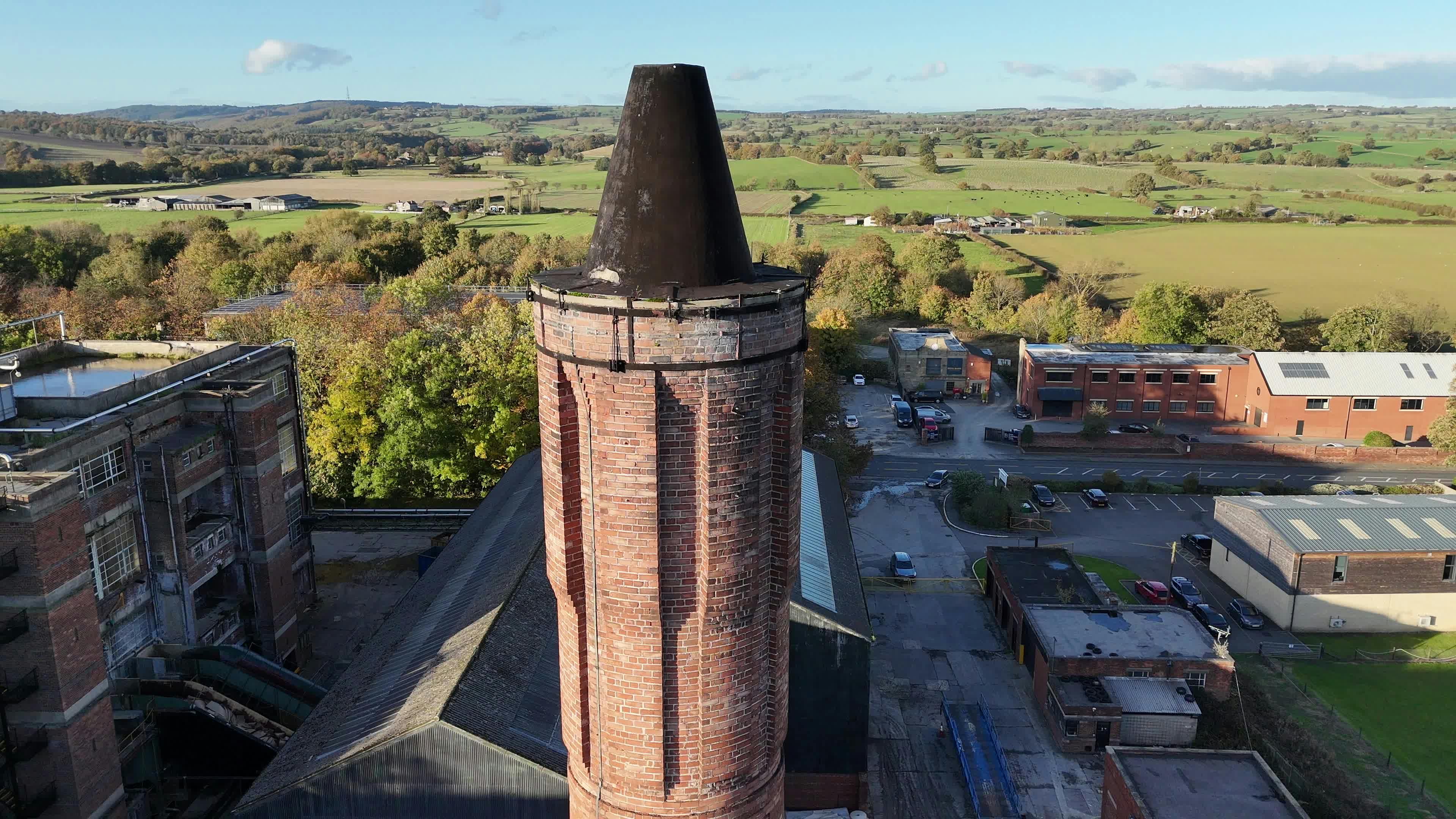 Aerial View of Historic Brick Chimney in Rural Landscape Free Stock ...