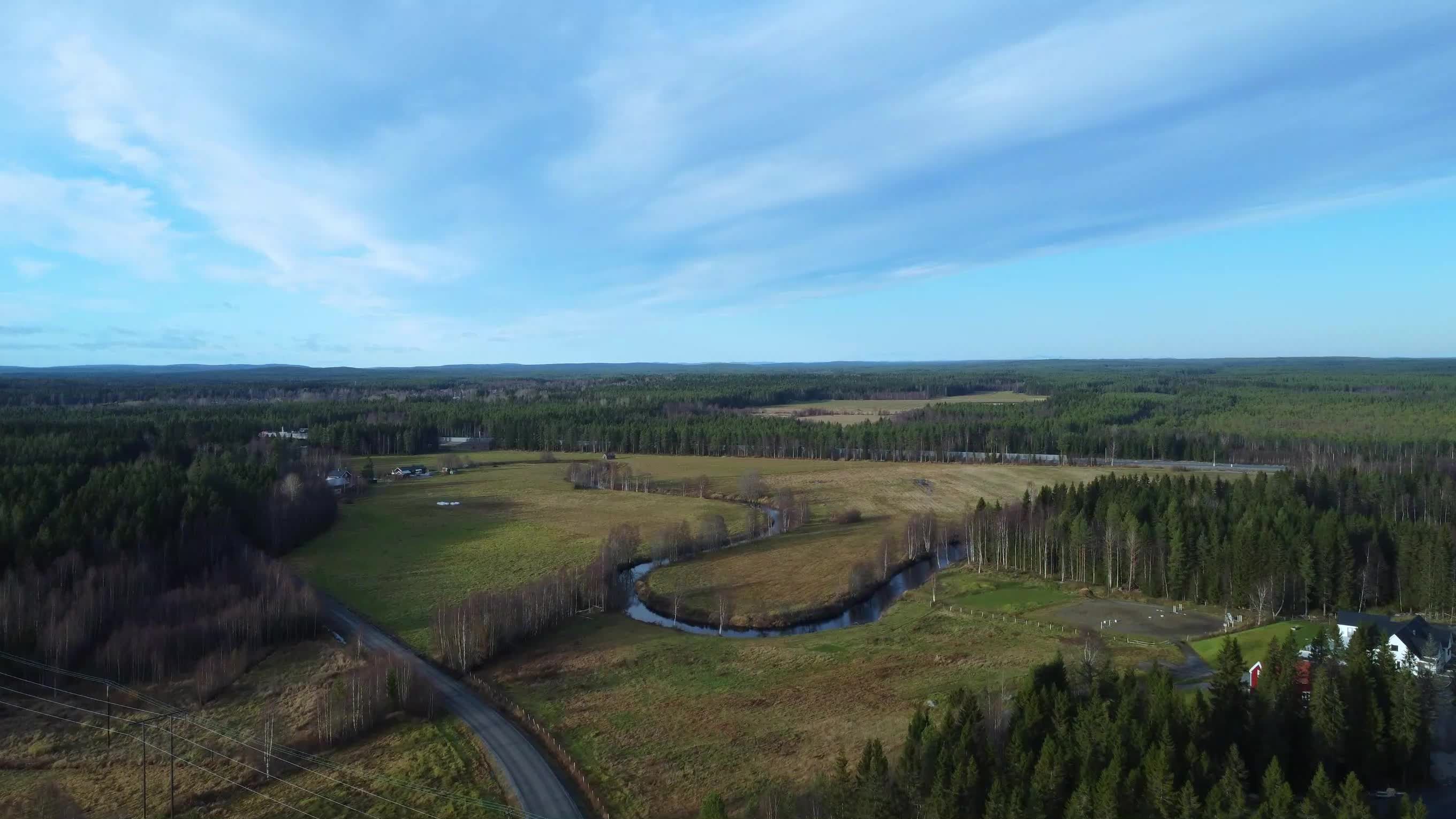 Scenic Drone View of River and Forest Landscape Free Stock Video ...