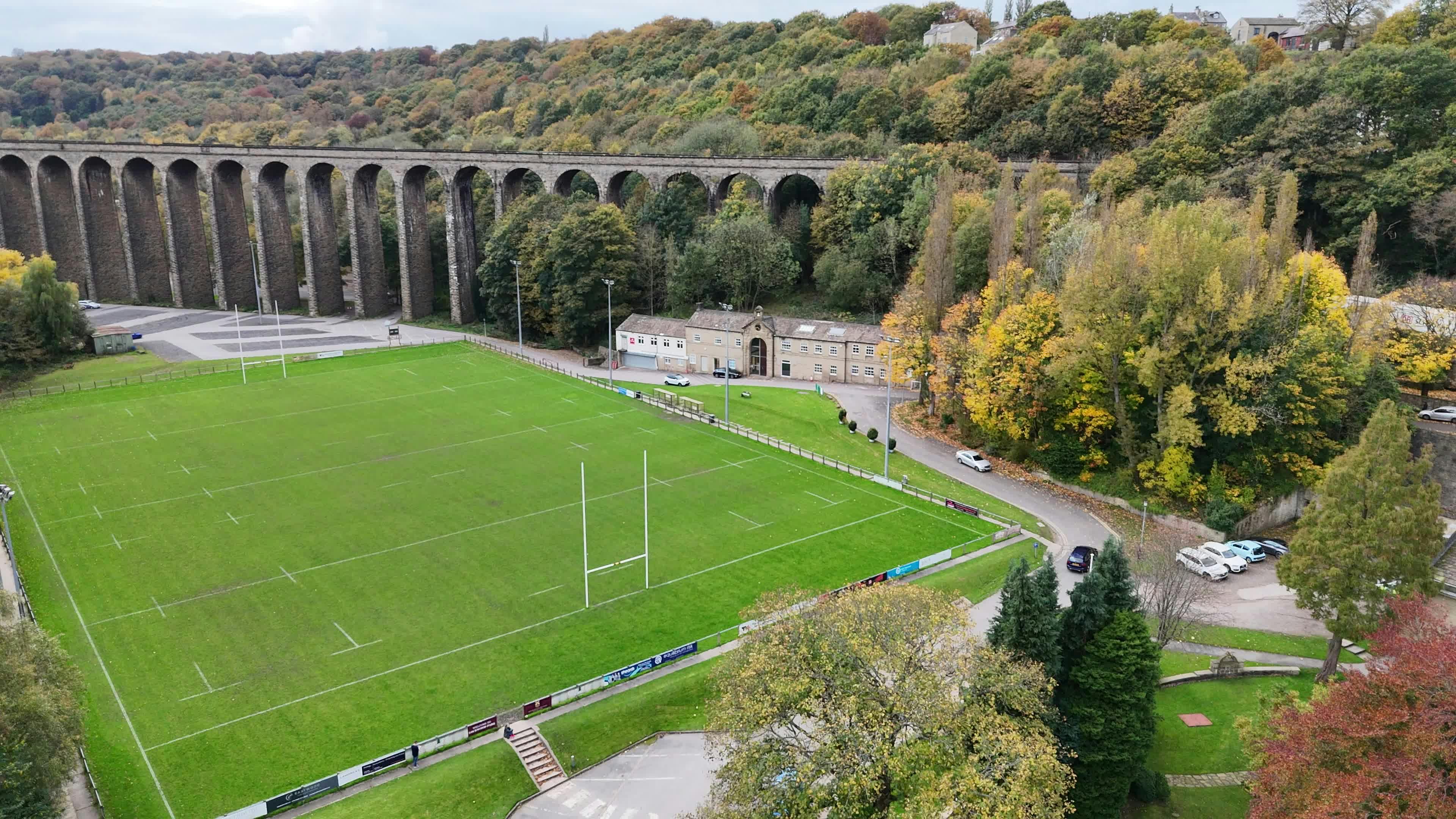Aerial View of Rugby Field and Scenic Viaduct Free Stock Video Footage ...