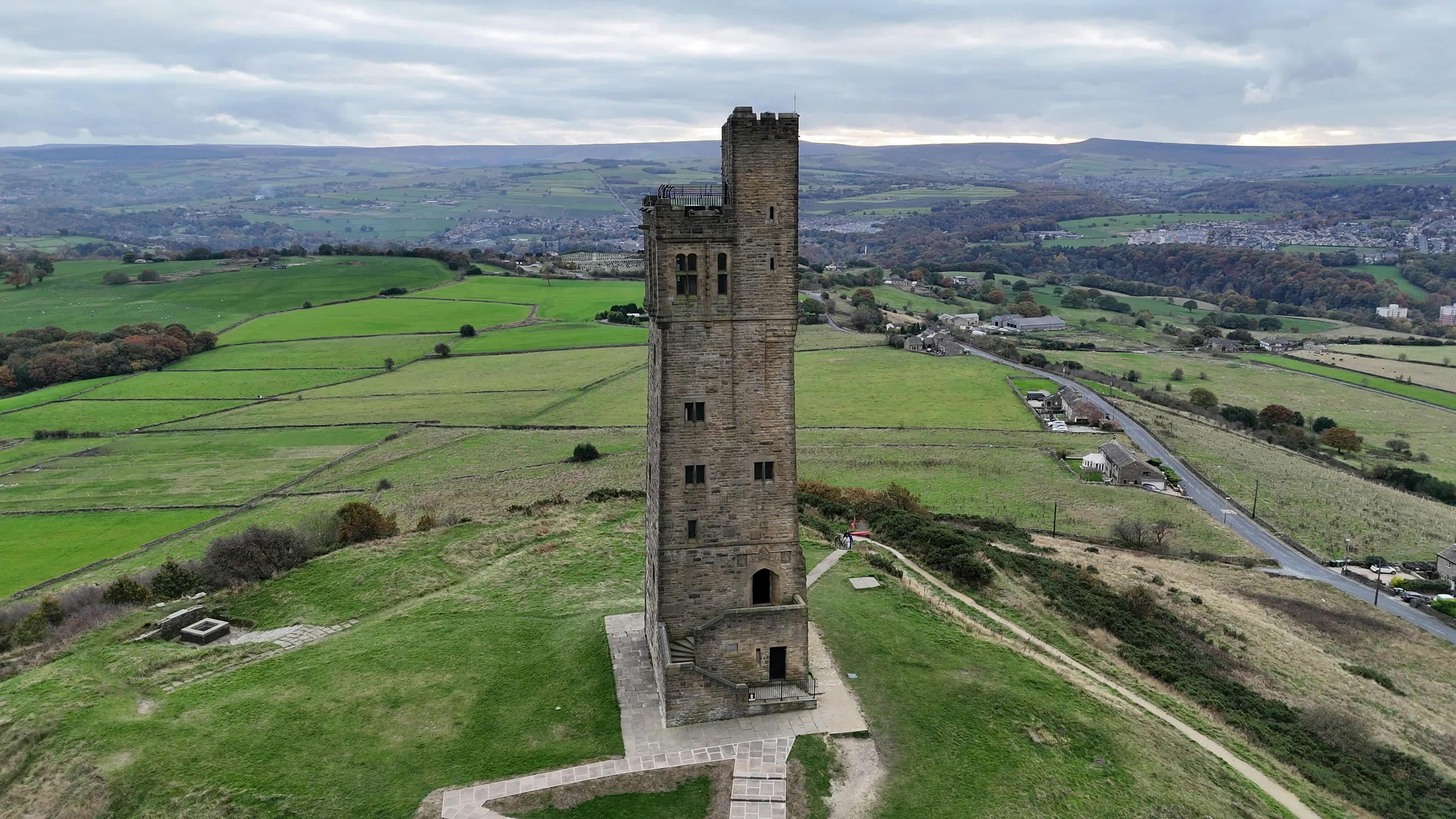 Aerial View of Iconic Castle Hill Tower Free Stock Video Footage ...