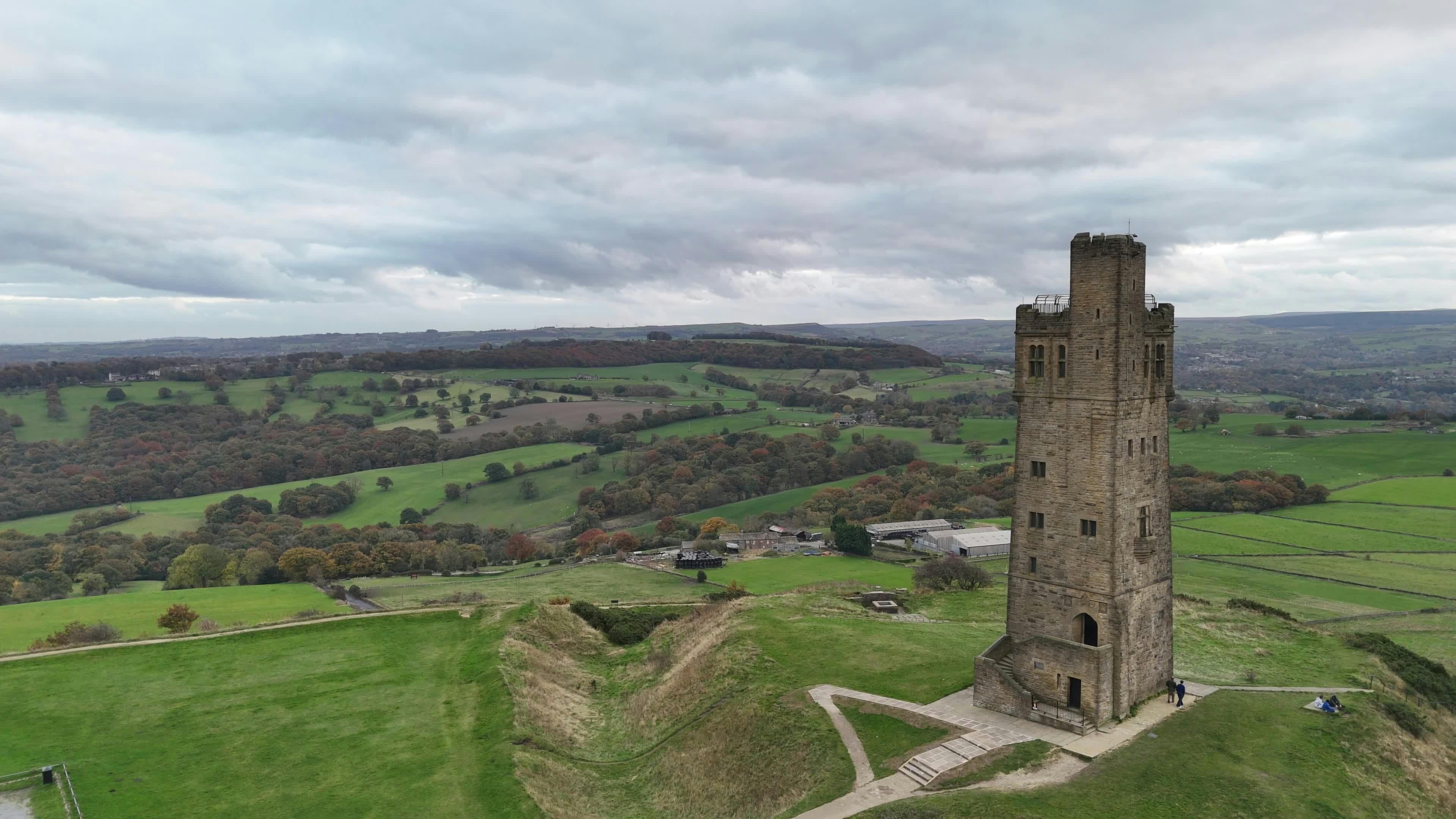 Aerial View of Castle Hill in Autumn Landscape Free Stock Video Footage ...