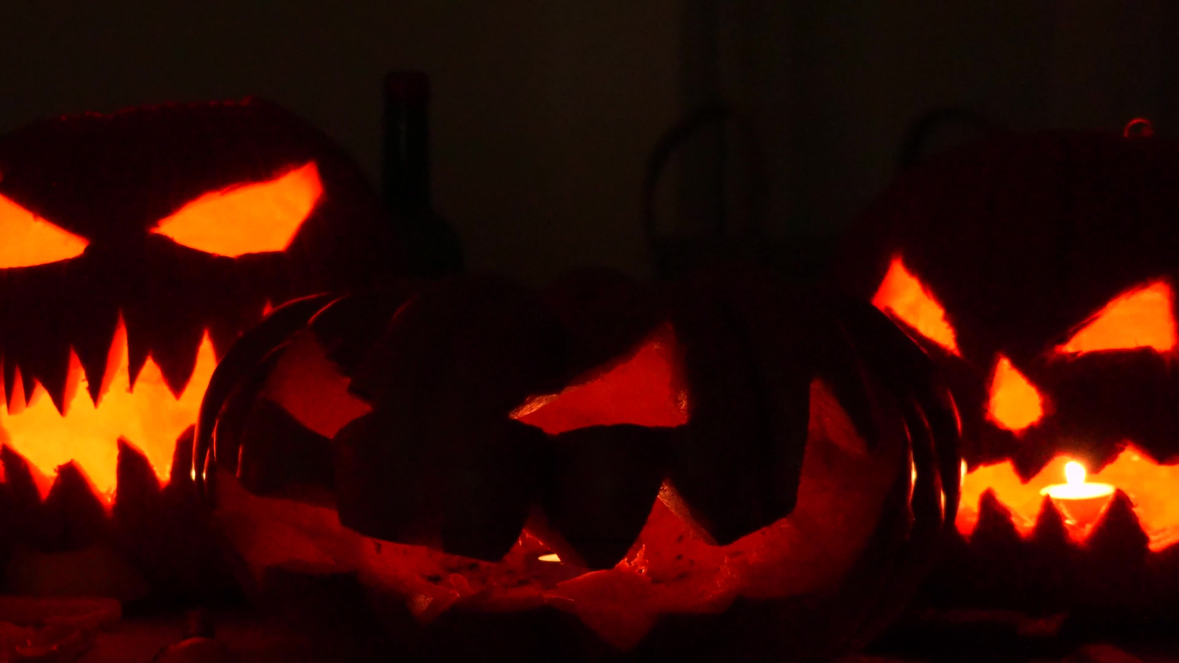 Spooky Halloween Jack-o'-Lantern Display Free Stock Video Footage ...