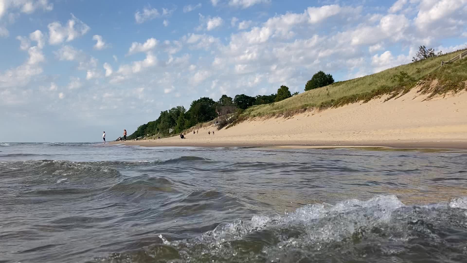 Sunny Beach Day by Lake Michigan Shoreline Free Stock Video Footage ...