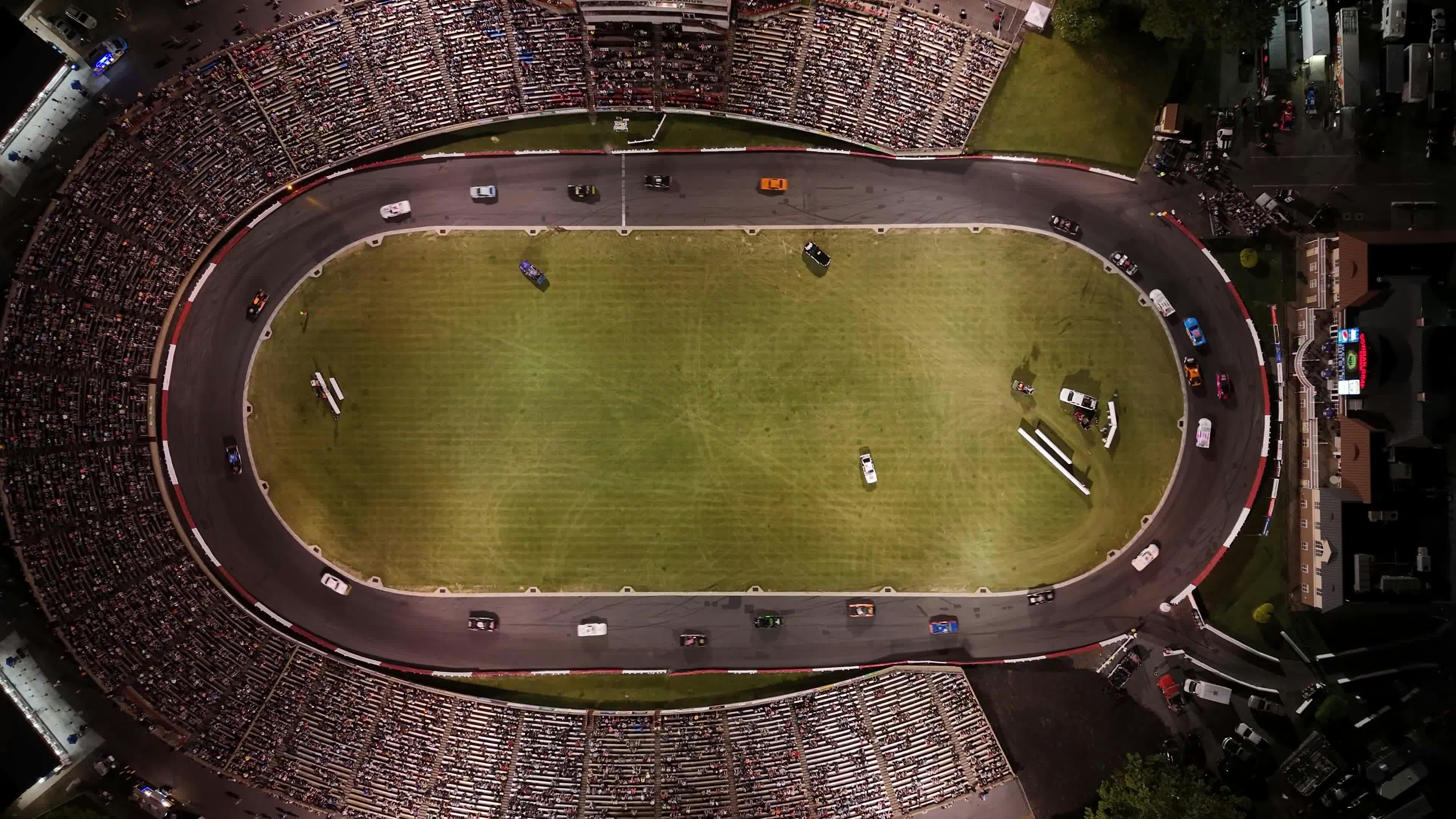 Nighttime Aerial View of Oval Racetrack Event Free Stock Video Footage ...