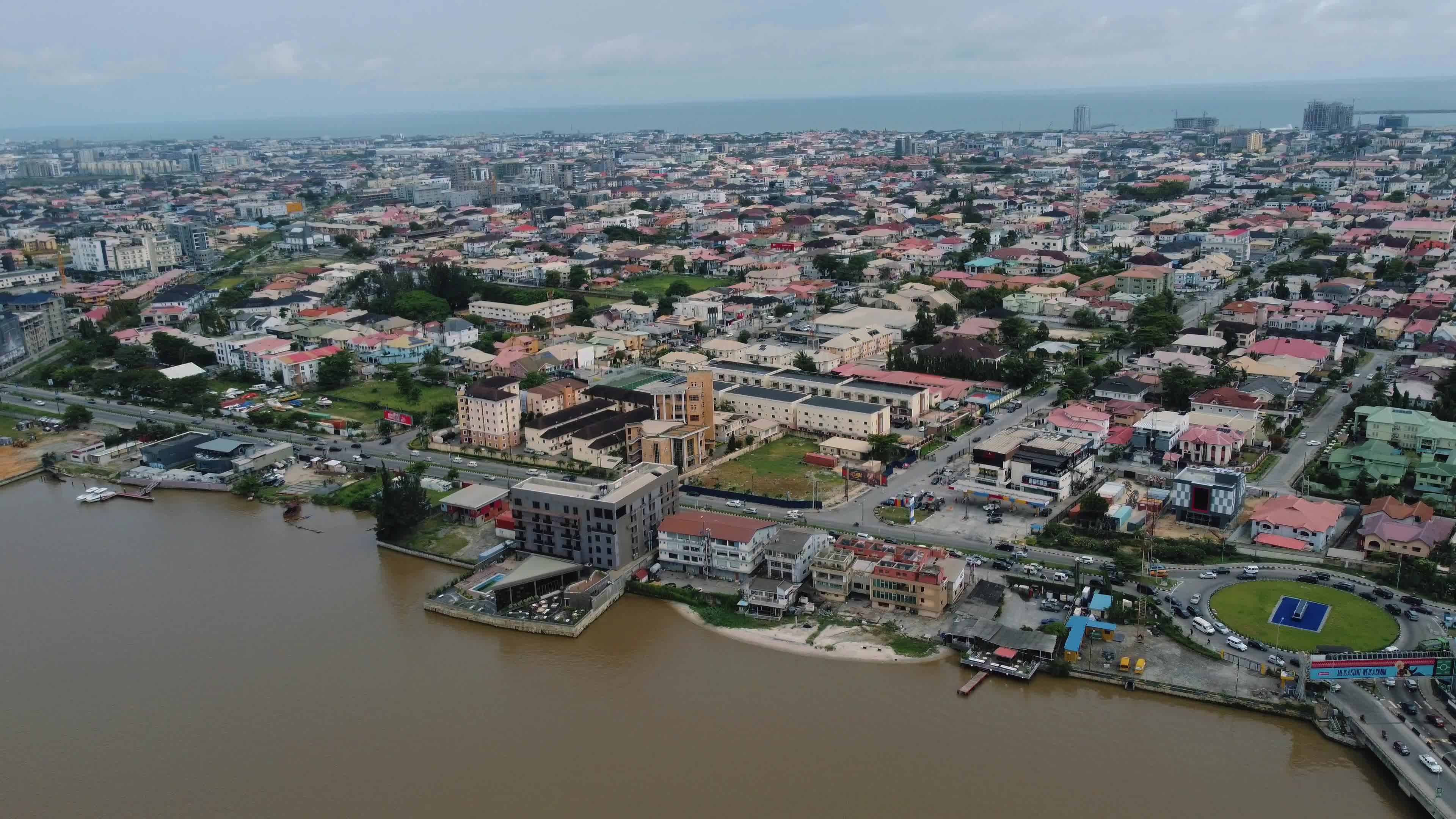 Scenic Aerial View of Lagos City Skyline Free Stock Video Footage ...