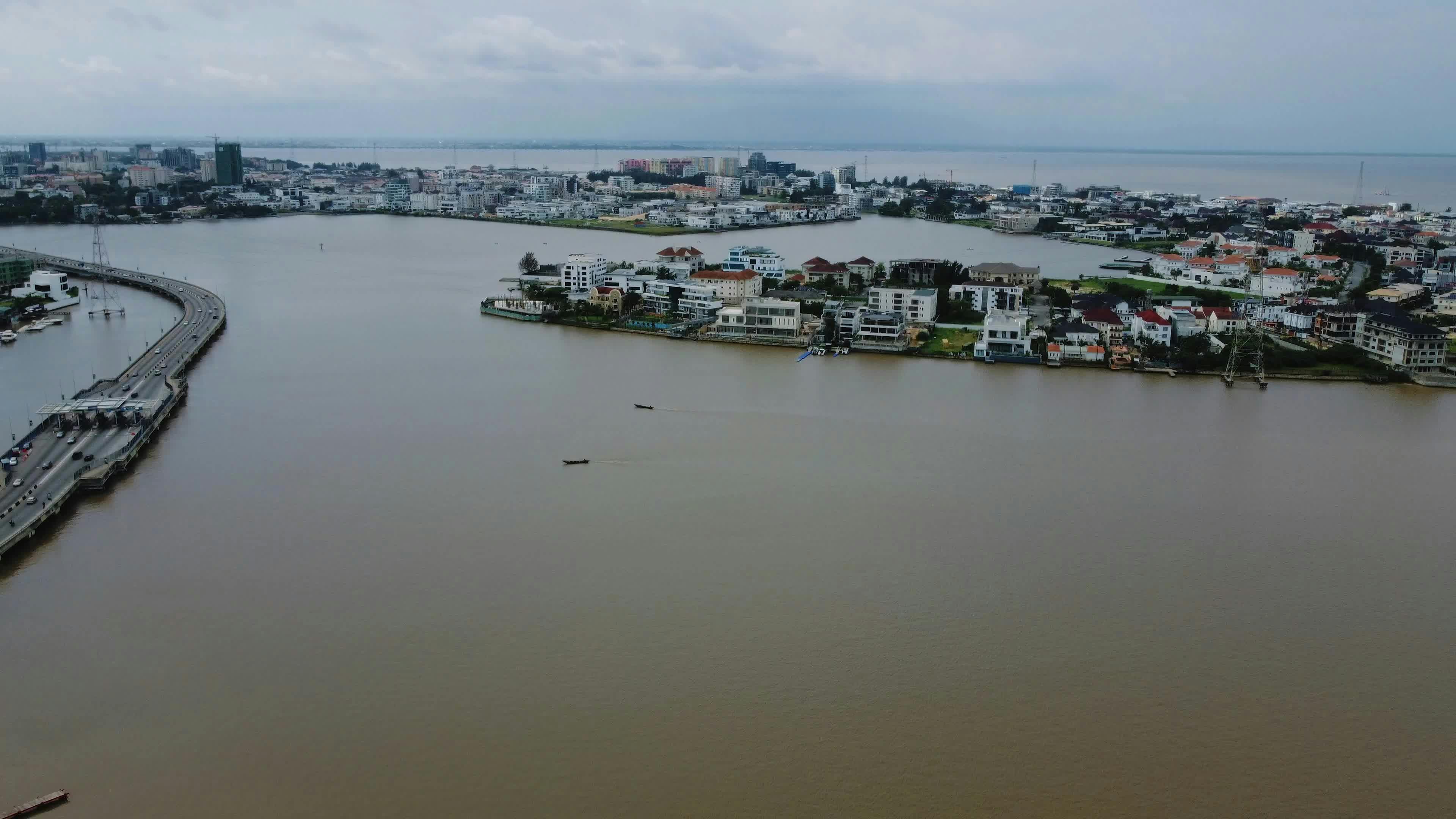 Aerial View of Lagos Waterfront Skyline Free Stock Video Footage ...