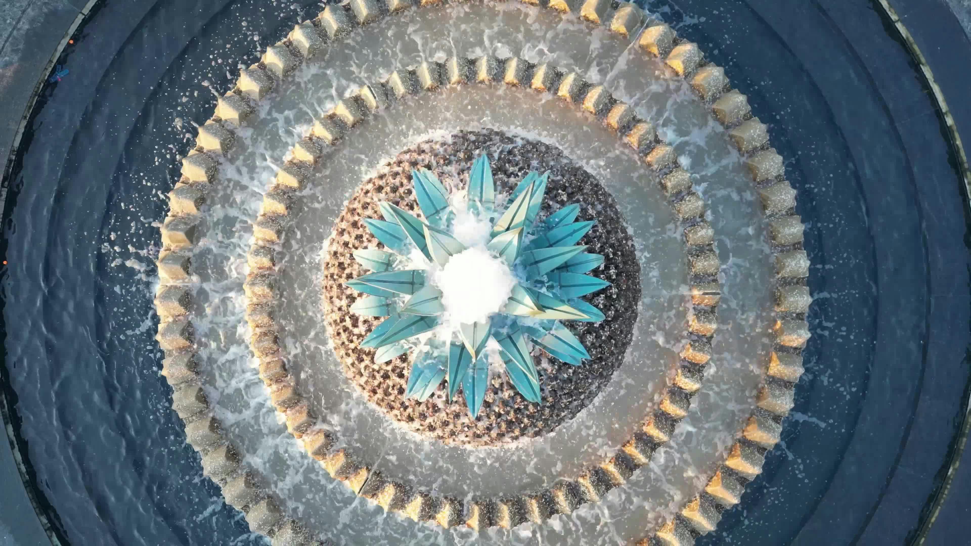 Bird's Eye View Of A Beautiful Park With Water Fountain Free Stock ...