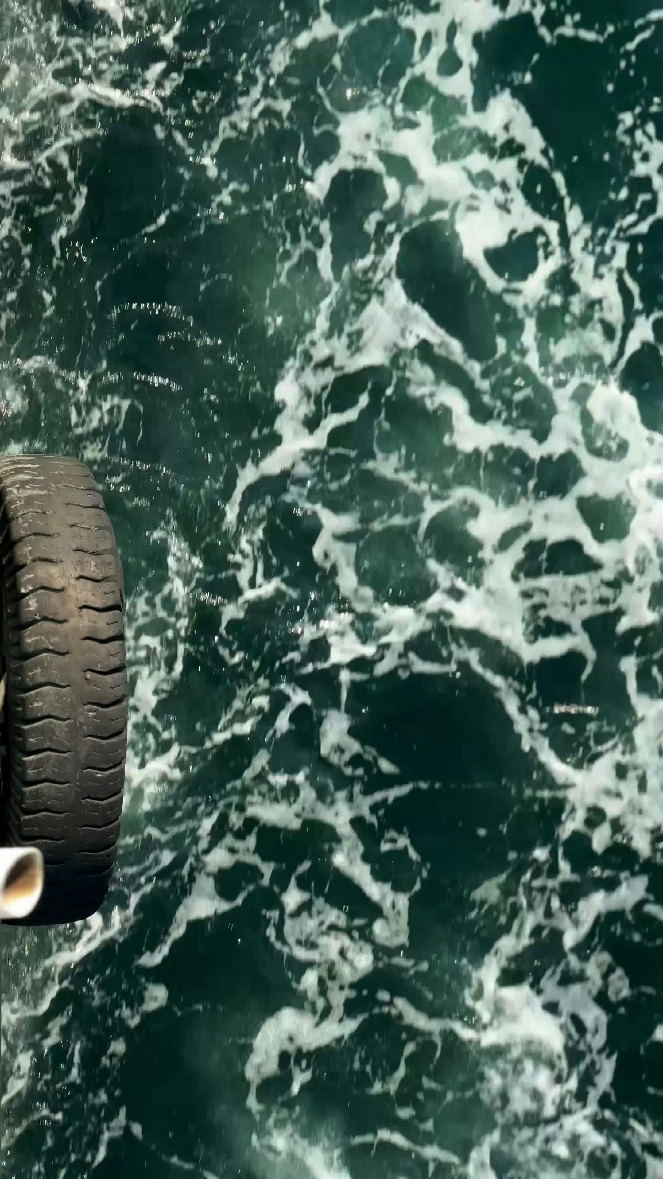 Aerial View of Ocean Waves and Floating Tire Free Stock Video Footage ...