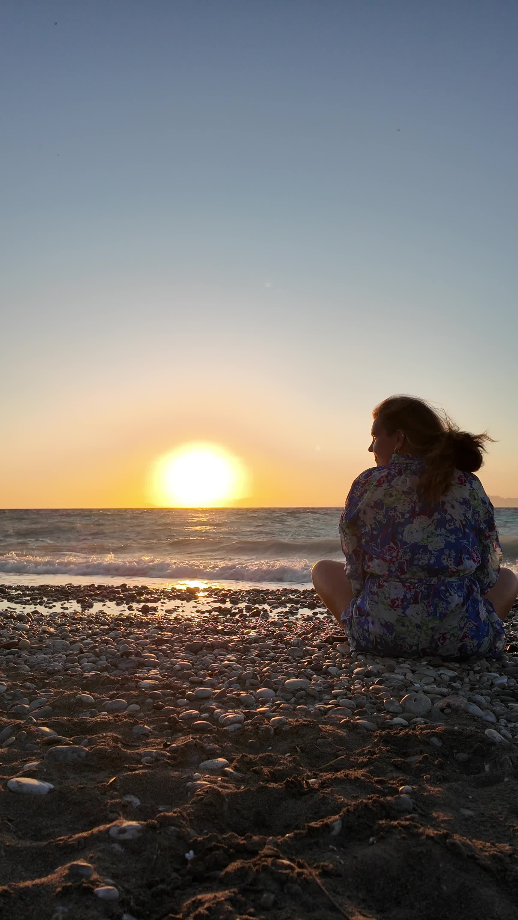 Silhouette of Woman Watching Ocean Sunset Free Stock Video Footage ...