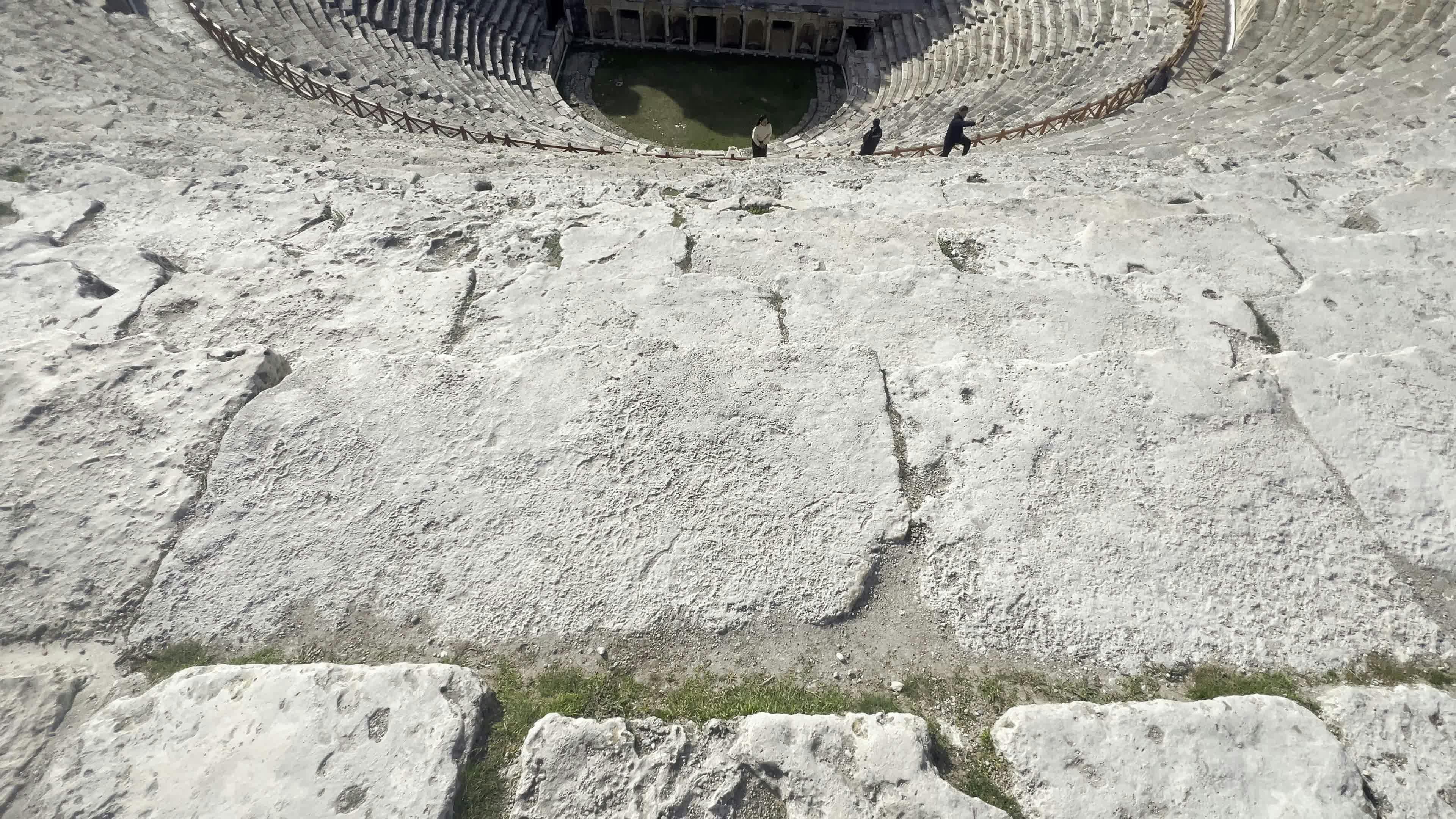 Aerial View of Ancient Roman Amphitheater Ruins Free Stock Video ...