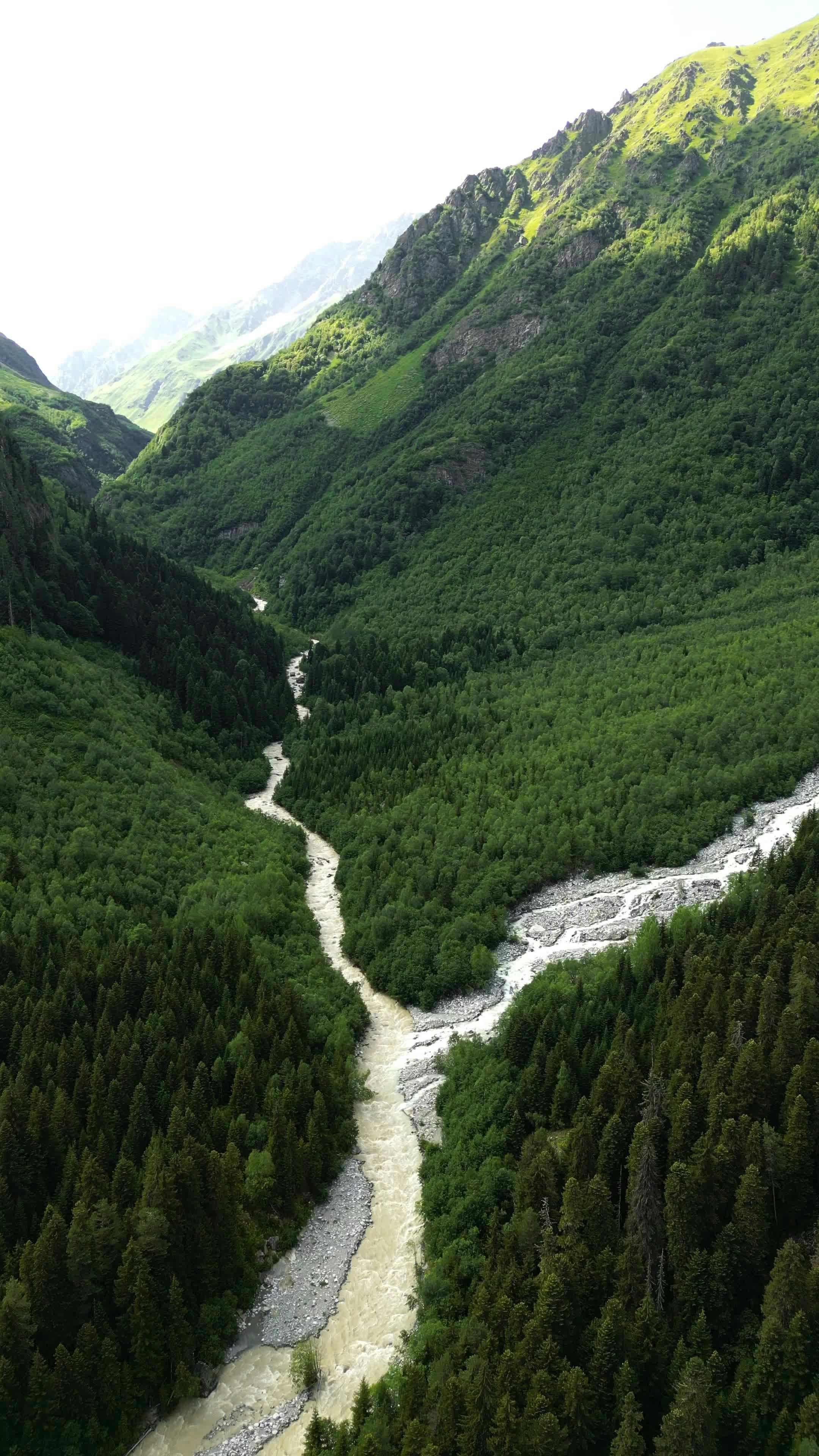 Aerial View of Serene Mountain Valley River Free Stock Video Footage ...