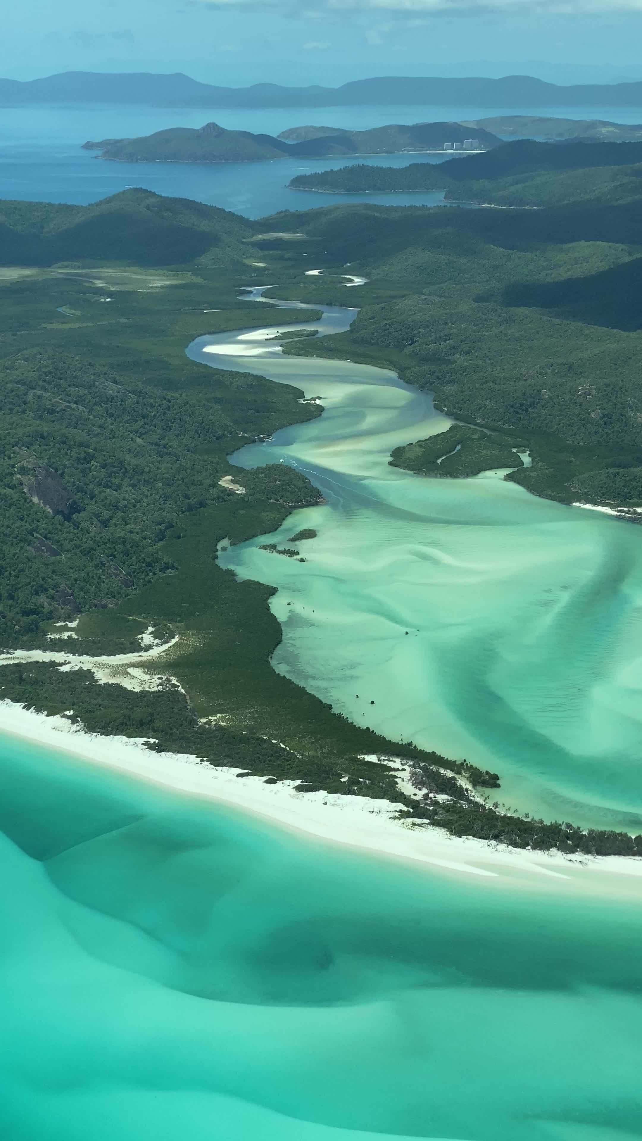 Stunning Aerial View of Turquoise Ocean Channel Free Stock Video ...